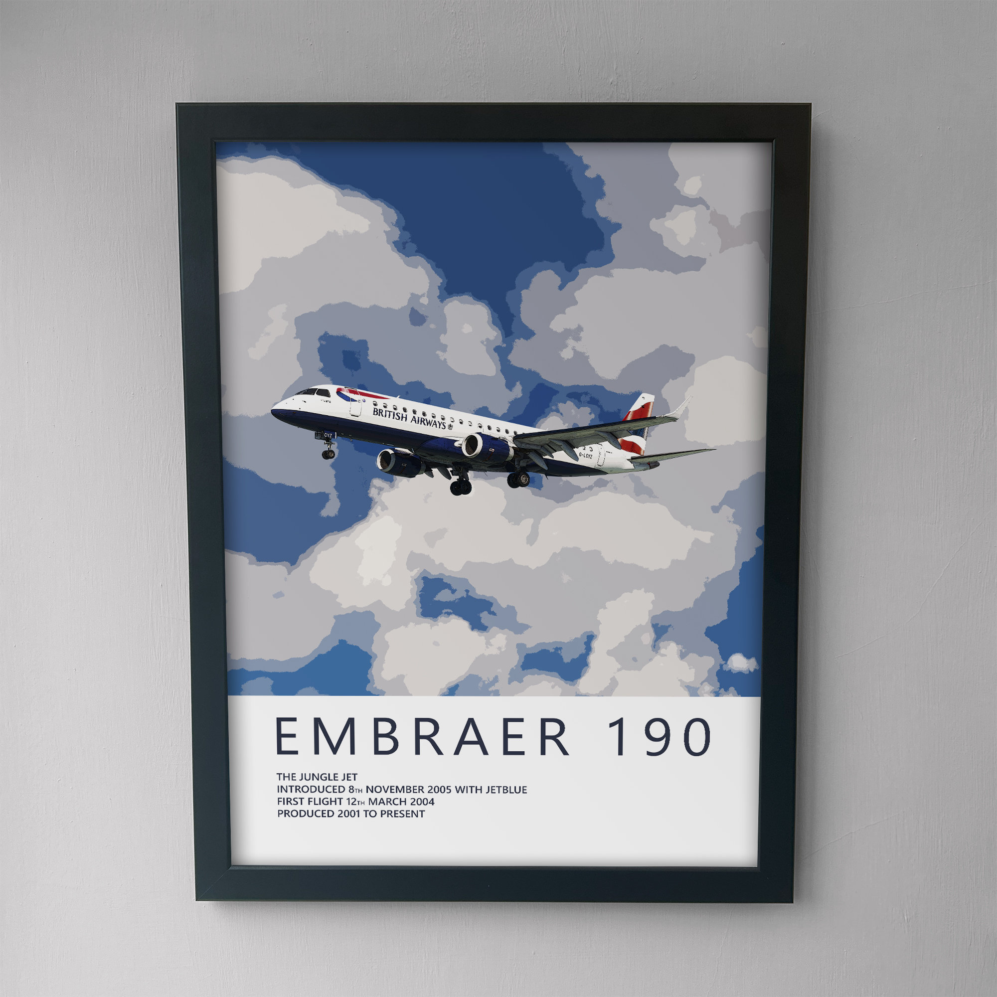British Airways Embraer 190 Poster Plane Art for Aviation Enthusiasts ...
