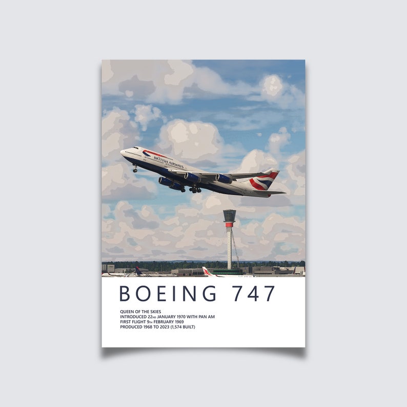 British Airways Boeing 747 Poster Aviation Art for Pilots & Enthusiasts ...
