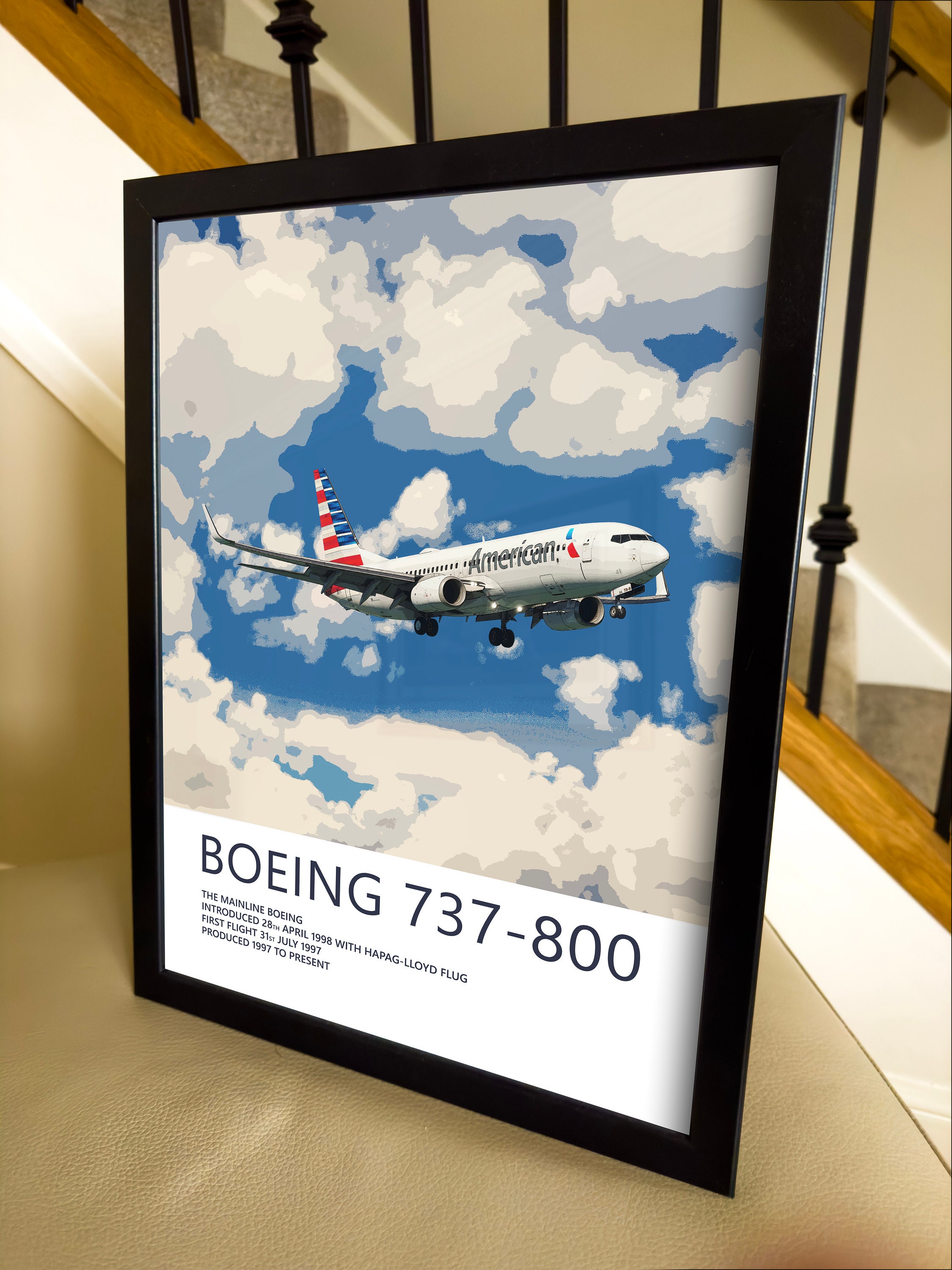 American Airlines Boeing 737 Poster Plane Art for Aviation Enthusiasts ...