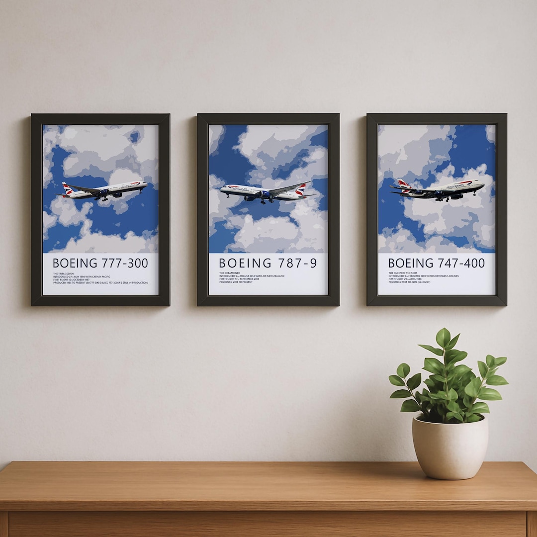 Triple Pack British Airways Boeing Prints – 747, 777, 787 Dreamliner ...