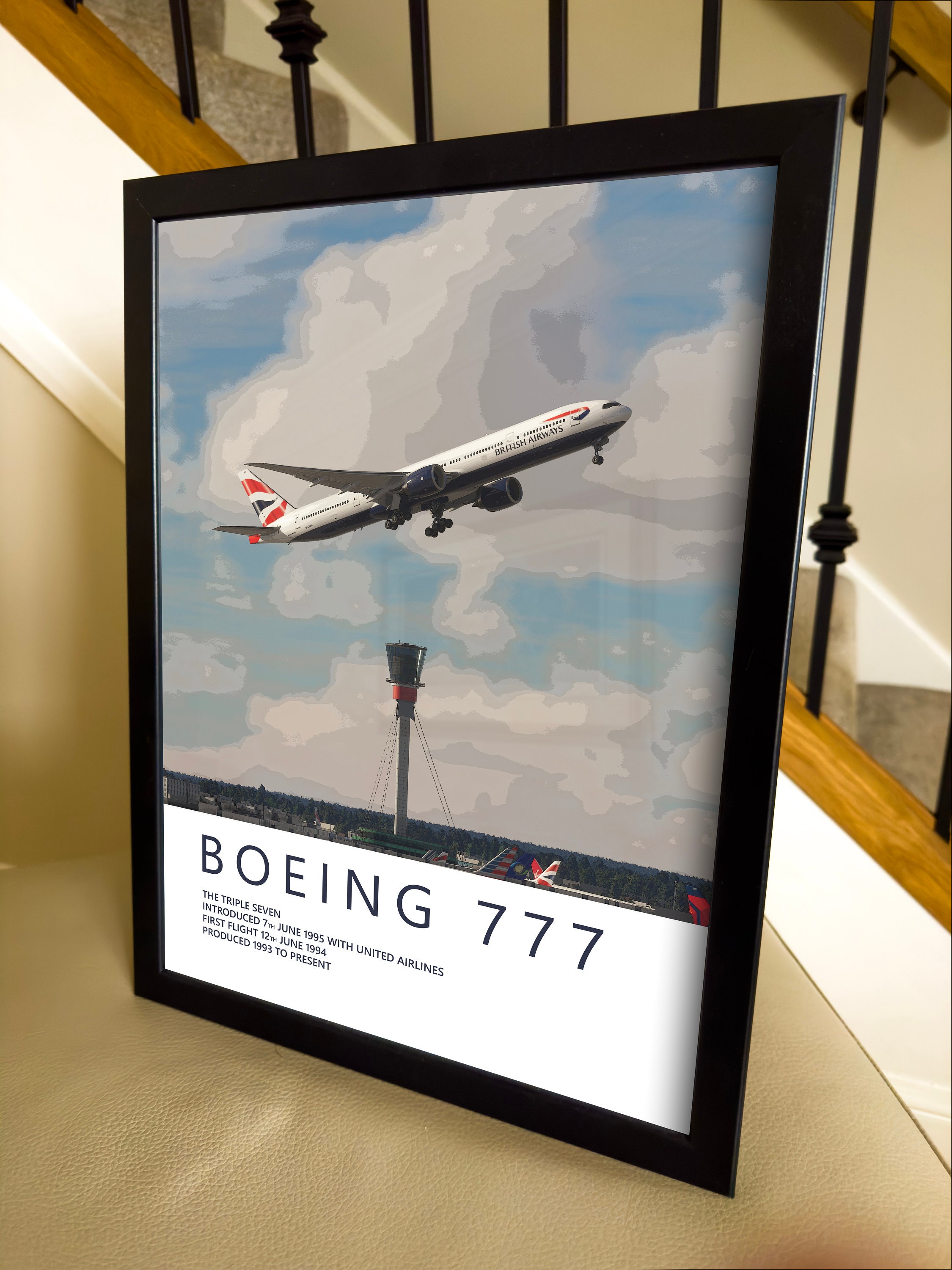 British Airways Boeing 777 Poster - Heathrow - Plane Art for Aviation ...