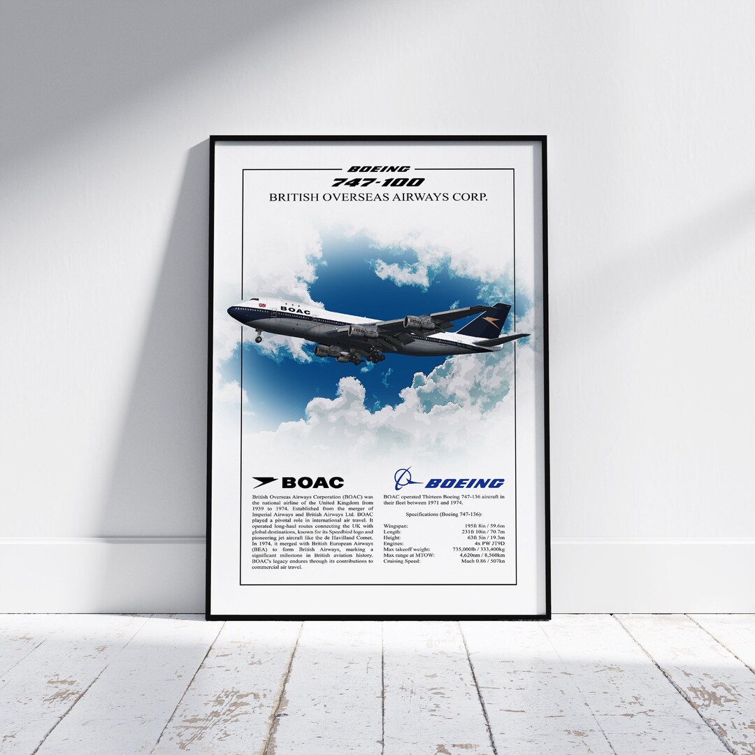 BOAC Boeing 747 Poster - Aviation Art for Pilots & Enthusiasts ...