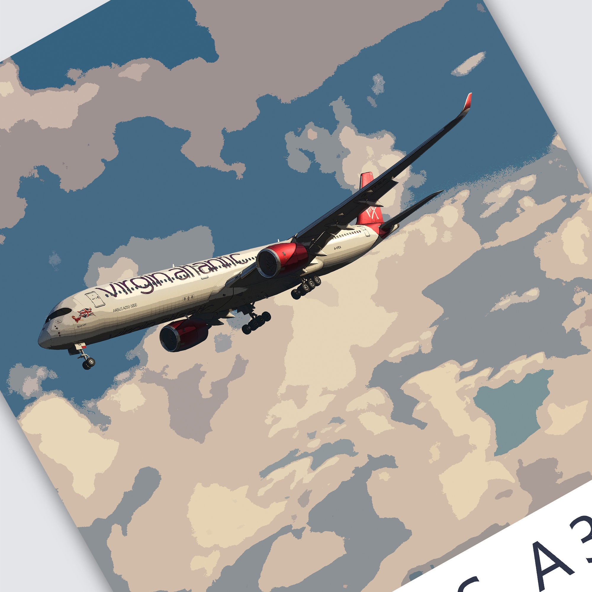 Virgin Atlantic Airbus A350 Poster Aviation Art & Pilot Gifts Airline ...