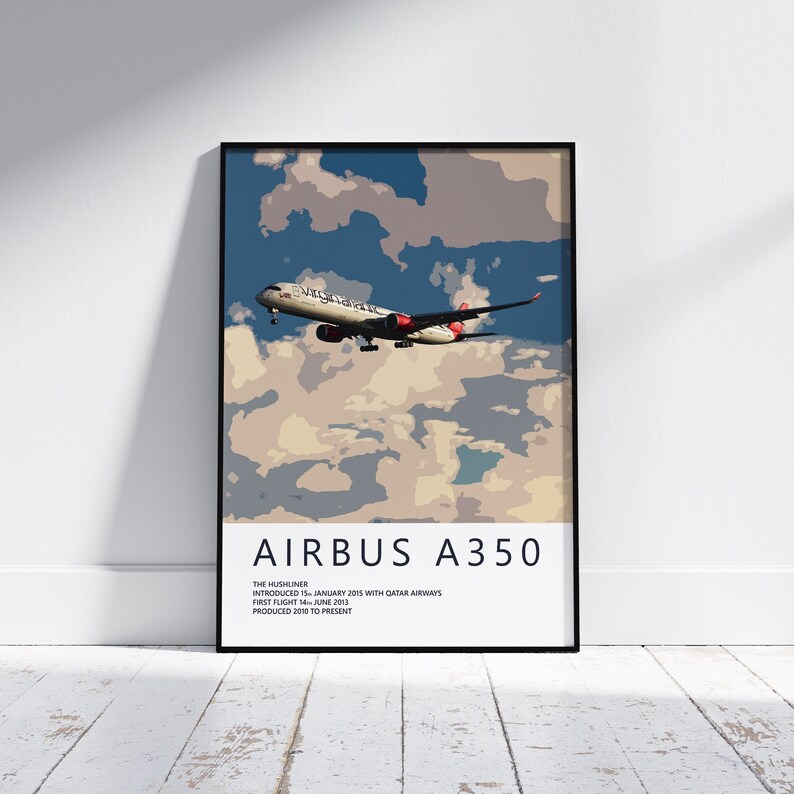 Virgin Atlantic Airbus A350 Poster Aviation Art & Pilot Gifts Airline ...