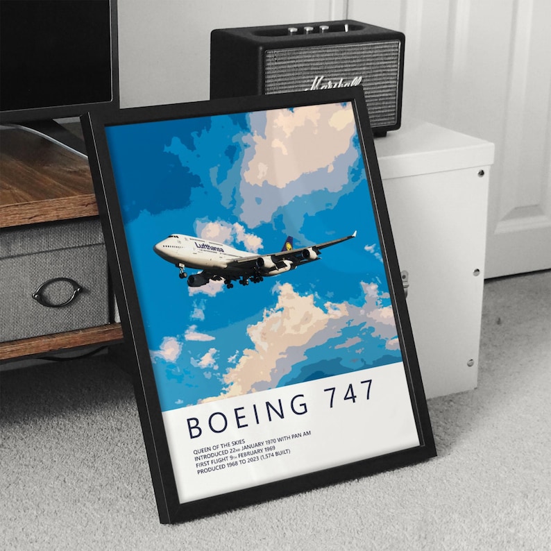 Lufthansa Boeing 747 Poster | Detailed Aviation Art Print | Civil ...