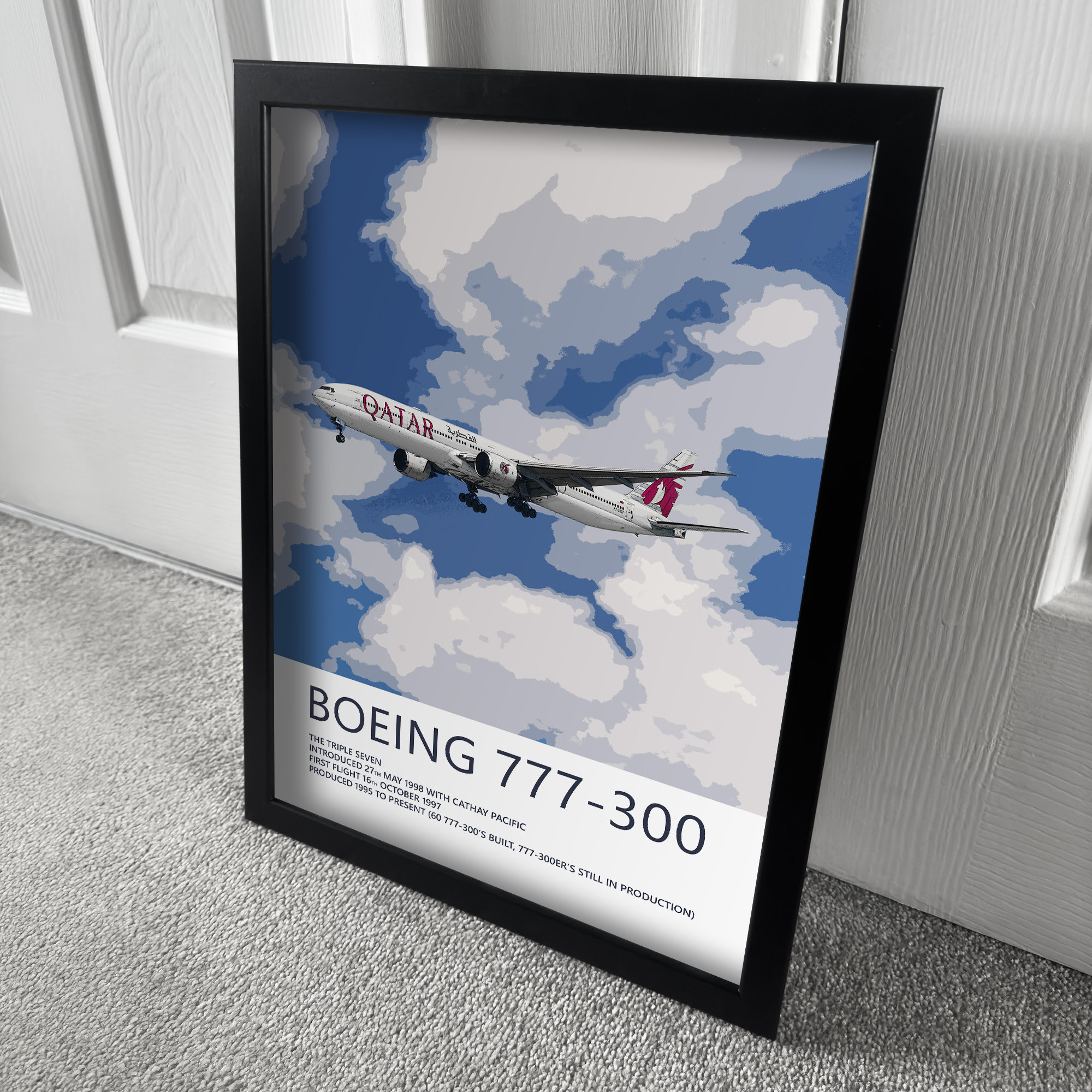 Qatar Airways Boeing 777 Poster Plane Art for Aviation Enthusiasts ...