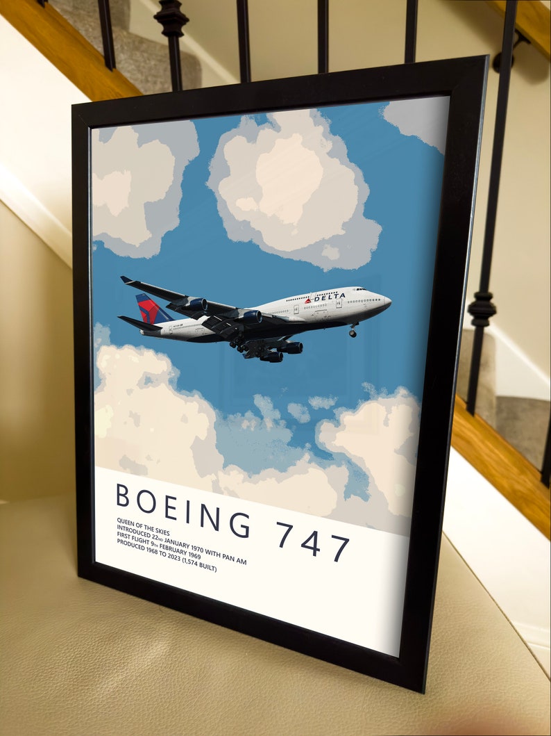 Delta Air Lines Boeing 747 Poster - Fine Aviation Artwork - Airplane ...