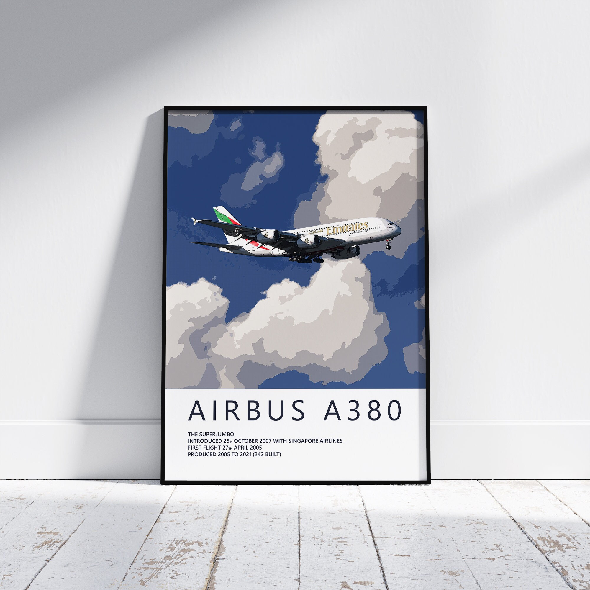 Emirates Airbus A380 Poster Aviation Art & Pilot Gifts Airline Print ...
