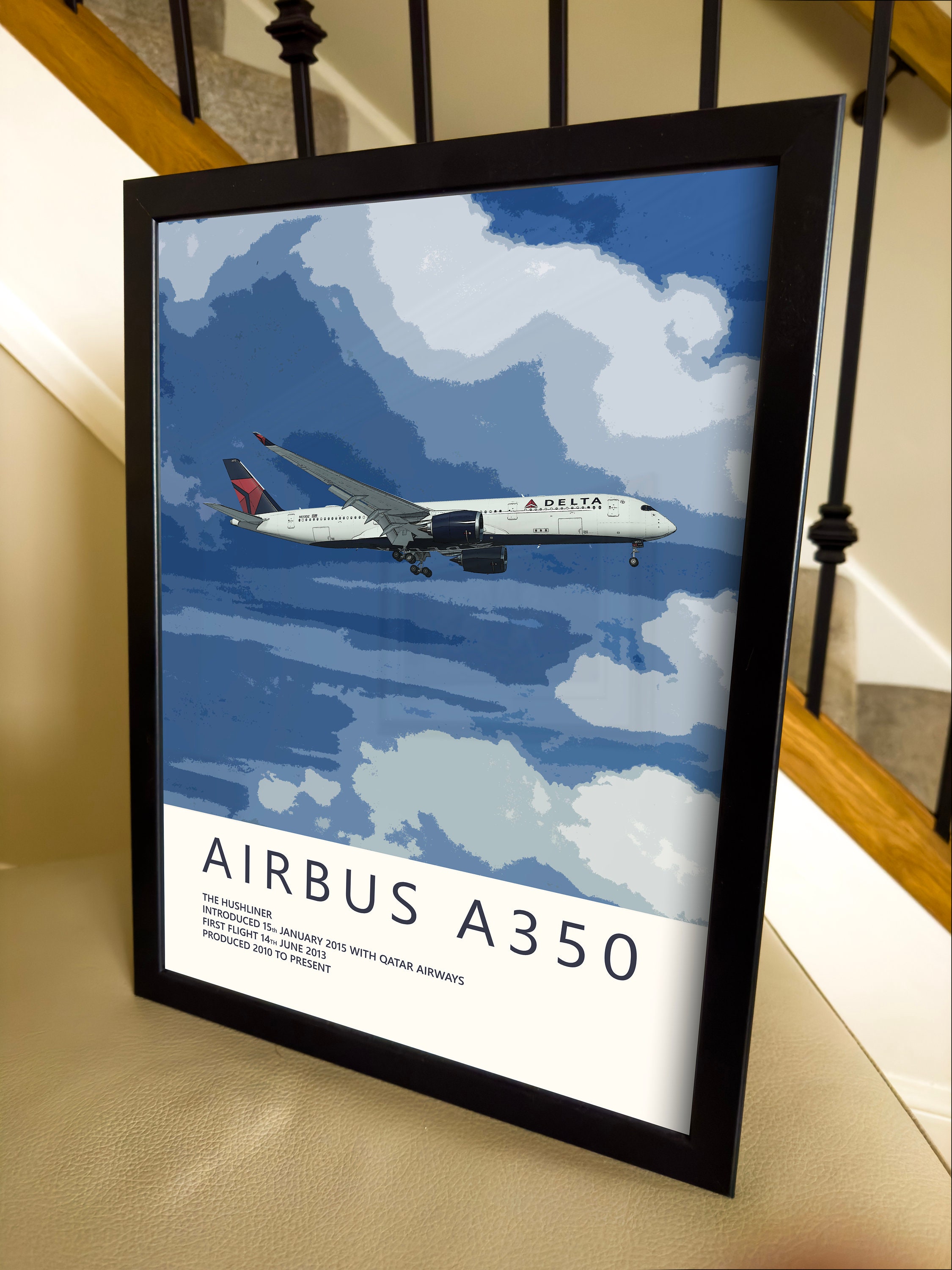 Delta Airlines Airbus A350 Poster Fine Aviation Artwork Fantastic Gift ...