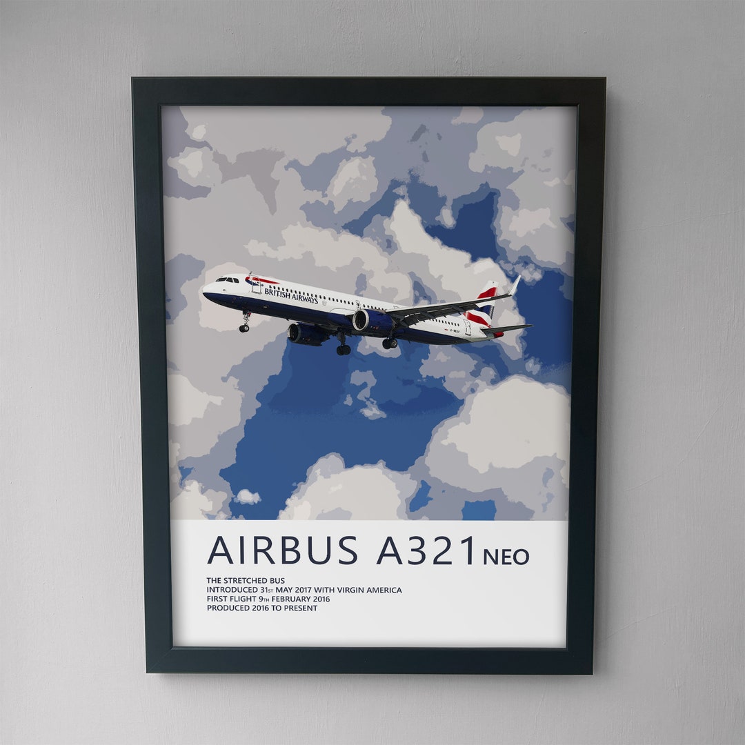 British Airways Airbus A321 NEO Poster - Plane Art for Aviation ...