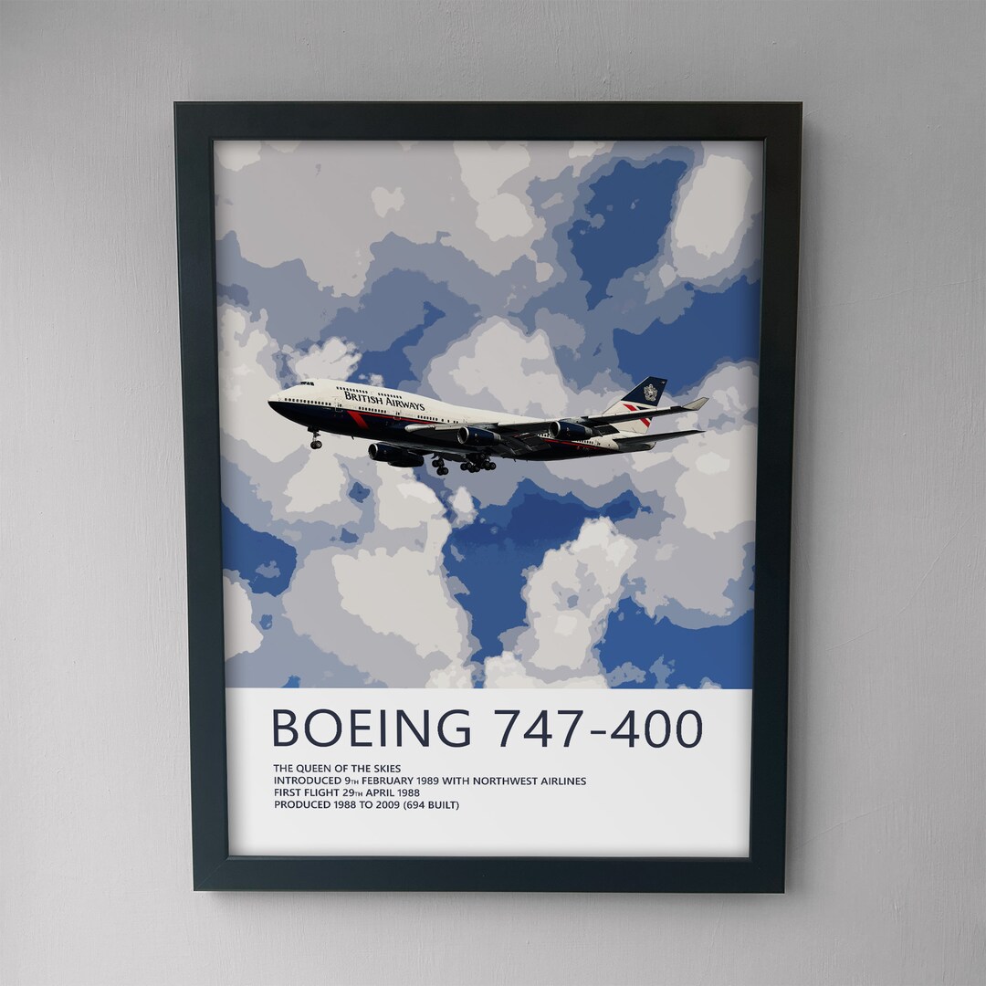 British Airways Boeing 747 Poster - Landor - Plane Art for Aviation ...