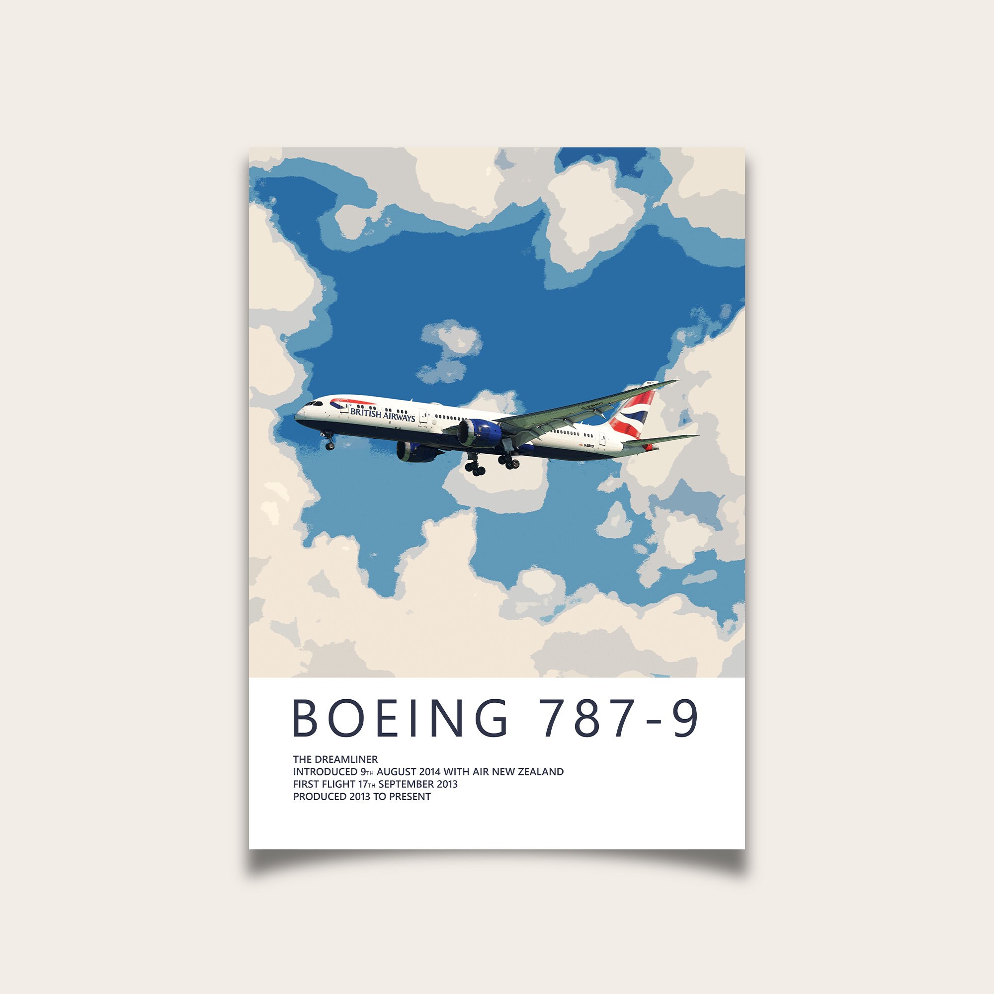 British Airways Boeing 787 Poster Fine Aviation Artwork Airplane ...