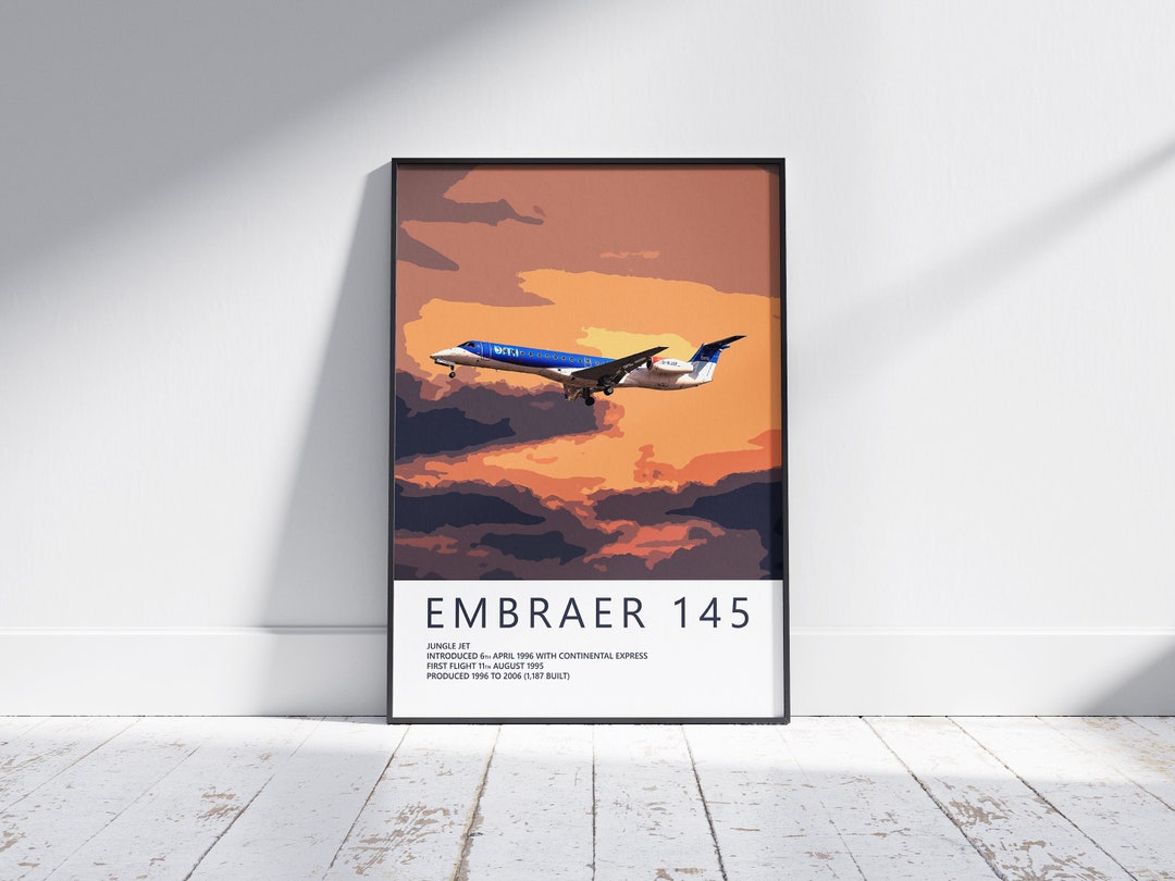 BMI Embraer ERJ-145 Poster, Gift for Pilot, Aviation Poster, Aviation ...