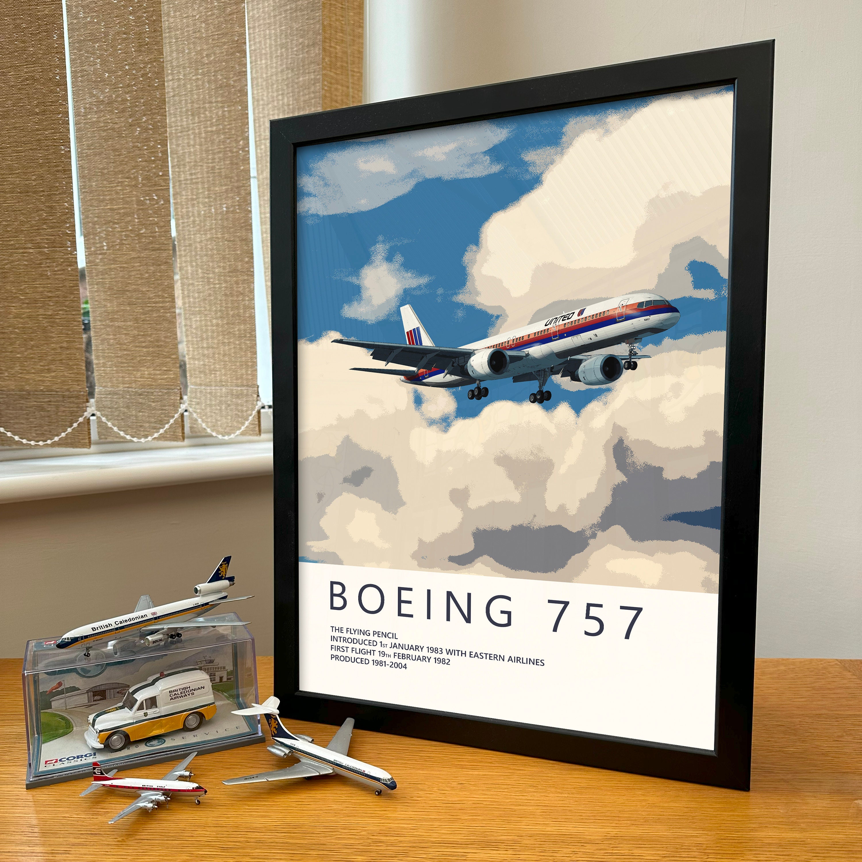 United Airlines Boeing 757 Poster - Saul Bass Tulip - Plane Art for ...