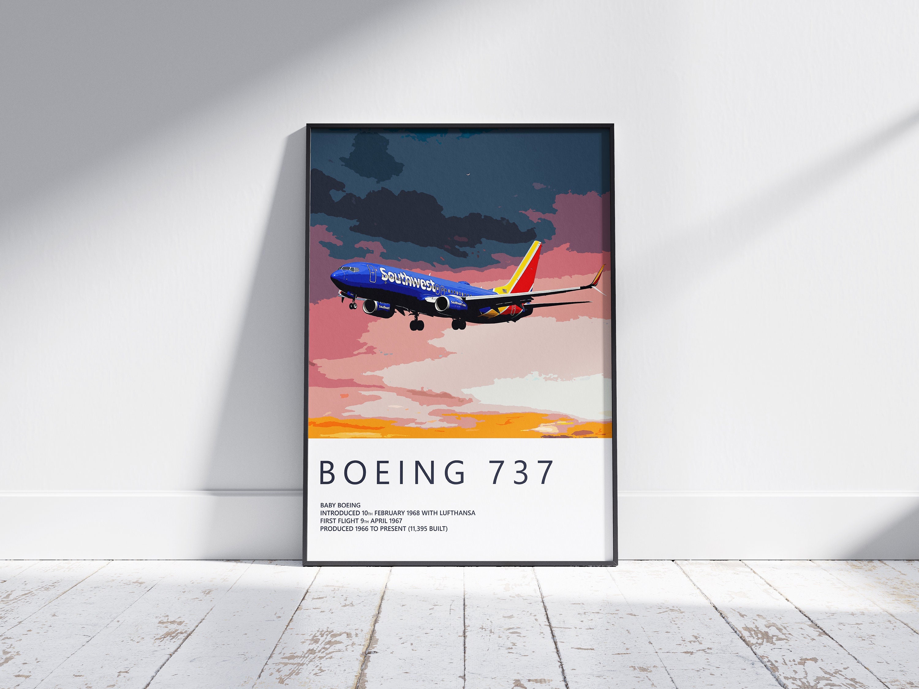 Southwest Boeing 737 Poster, Boeing Artwork, Gift for Pilot, Aviation ...