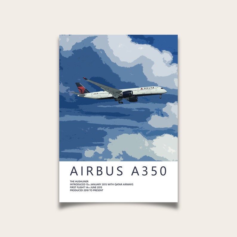 Delta Airlines Airbus A350 Poster Fine Aviation Artwork Fantastic Gift ...