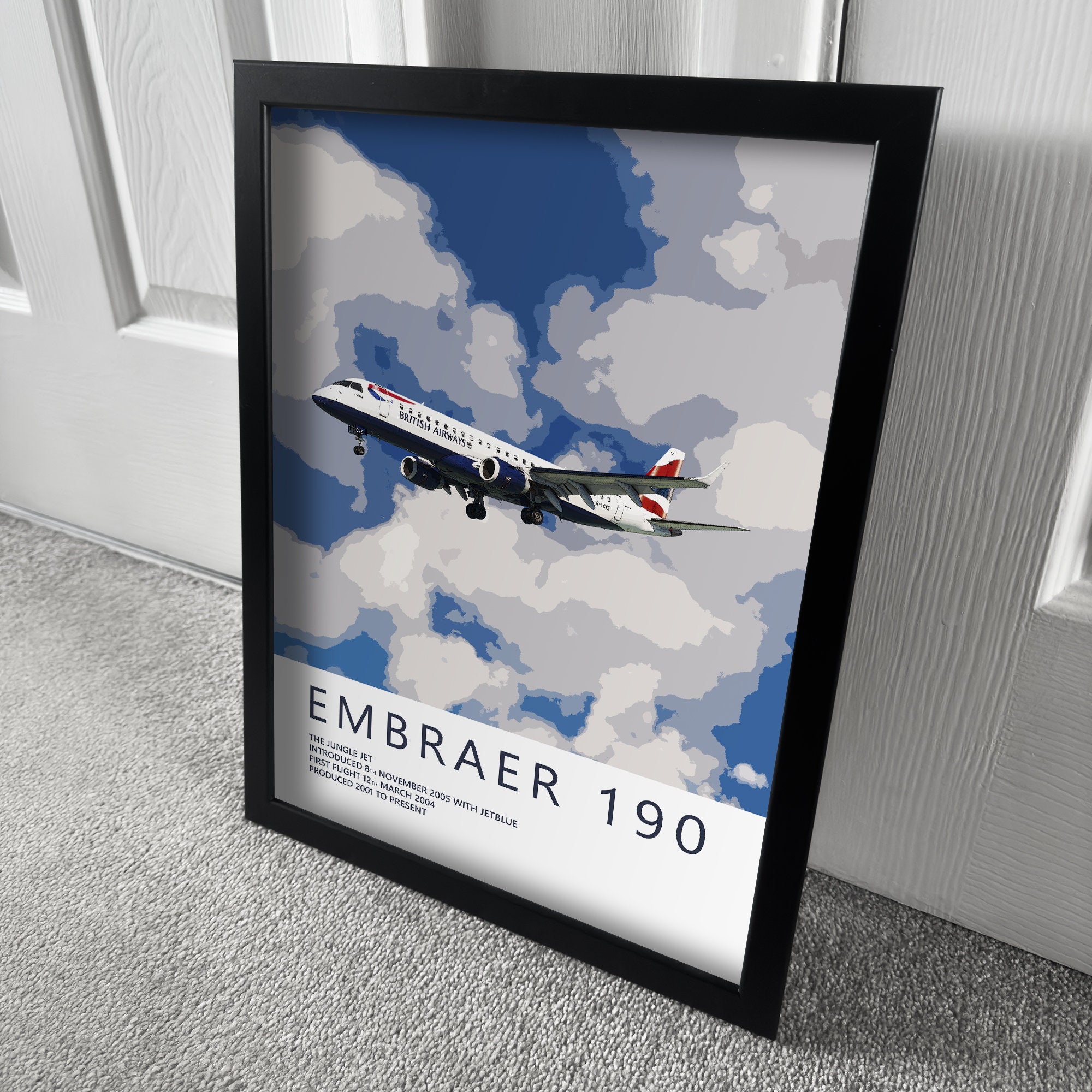 British Airways Embraer 190 Poster Plane Art for Aviation Enthusiasts ...