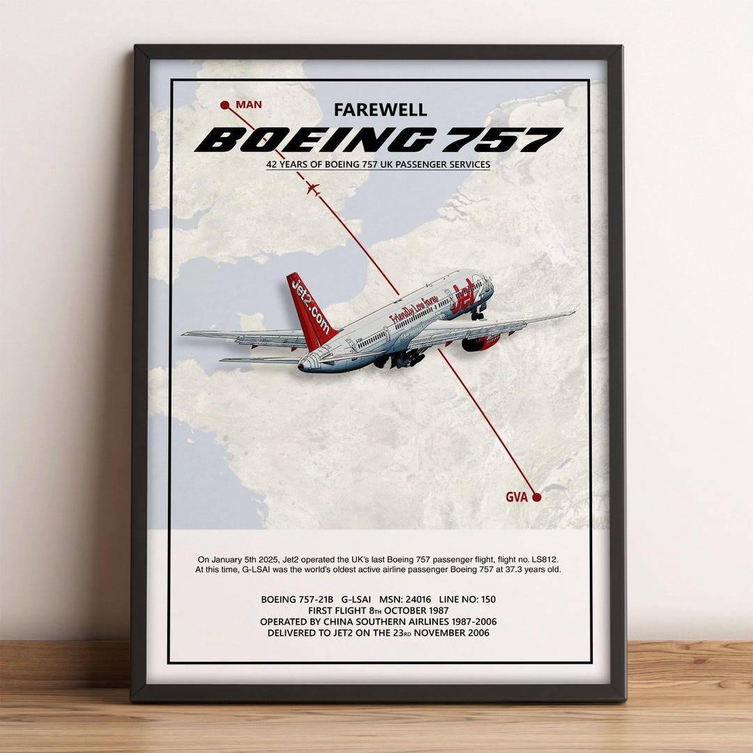 Jet2 Boeing 757 Print, Last 757 Flight, Aviation Art, Airliner Art ...