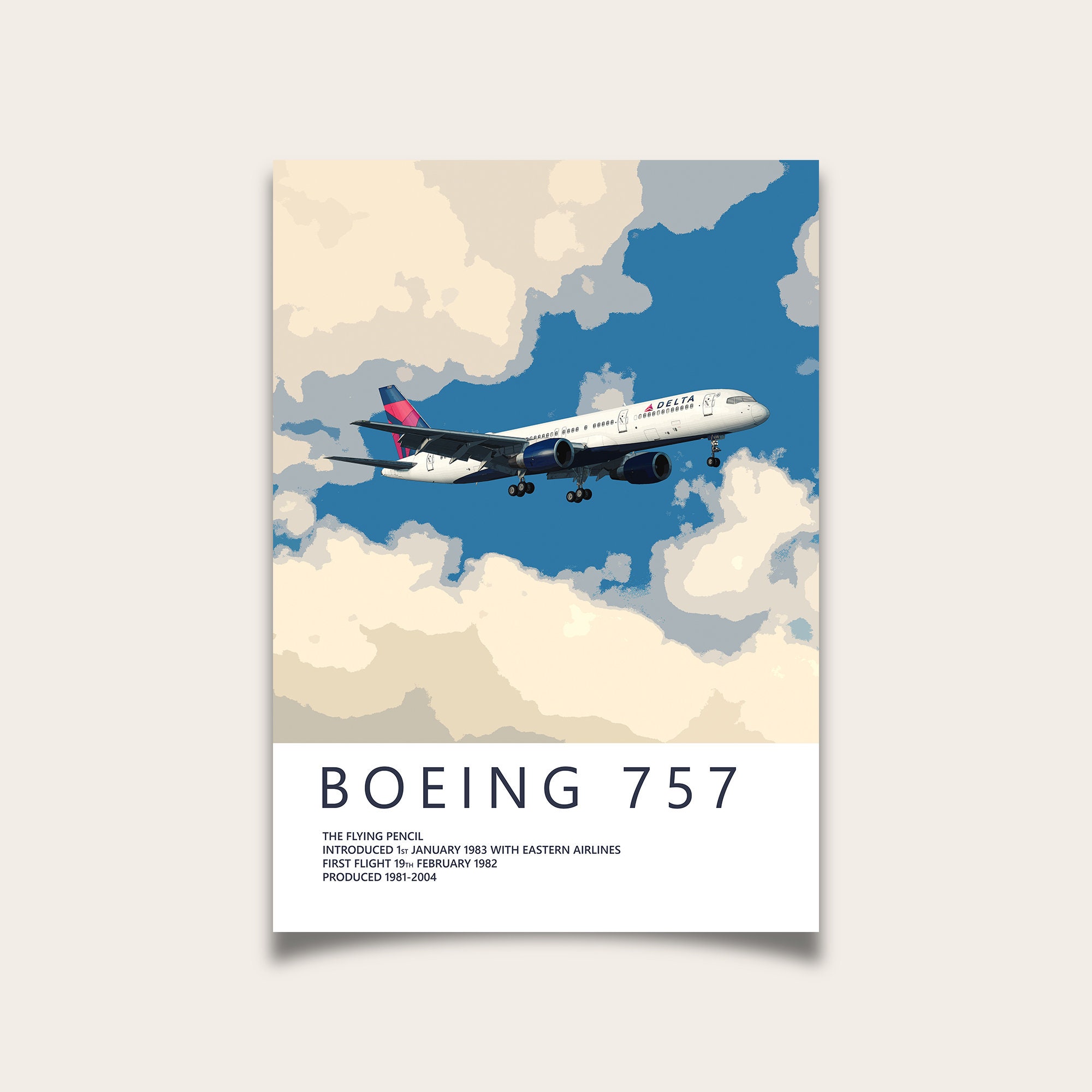 Delta Air Lines Boeing 757 Poster Fine Aviation Artwork Fantastic Gift ...