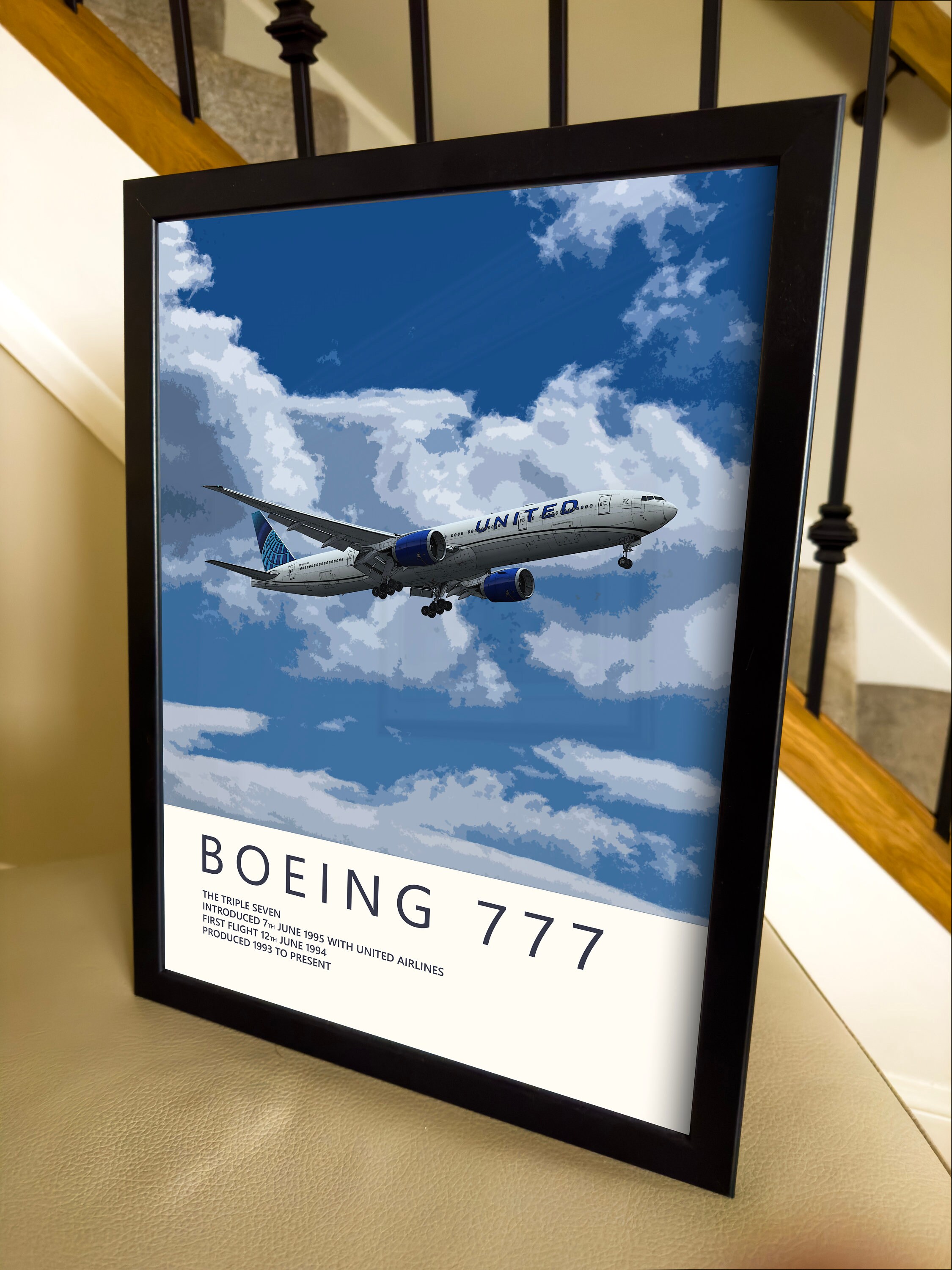 United Airlines Boeing 777 Poster Fine Aviation Artwork Fantastic Gift ...