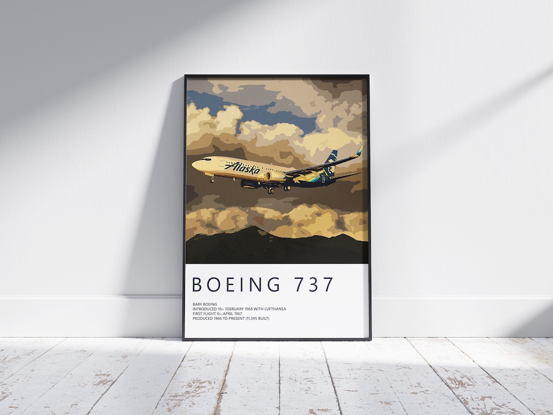 Alaska Airlines Boeing 737 Poster, Gift for Pilot, Aviation Poster ...