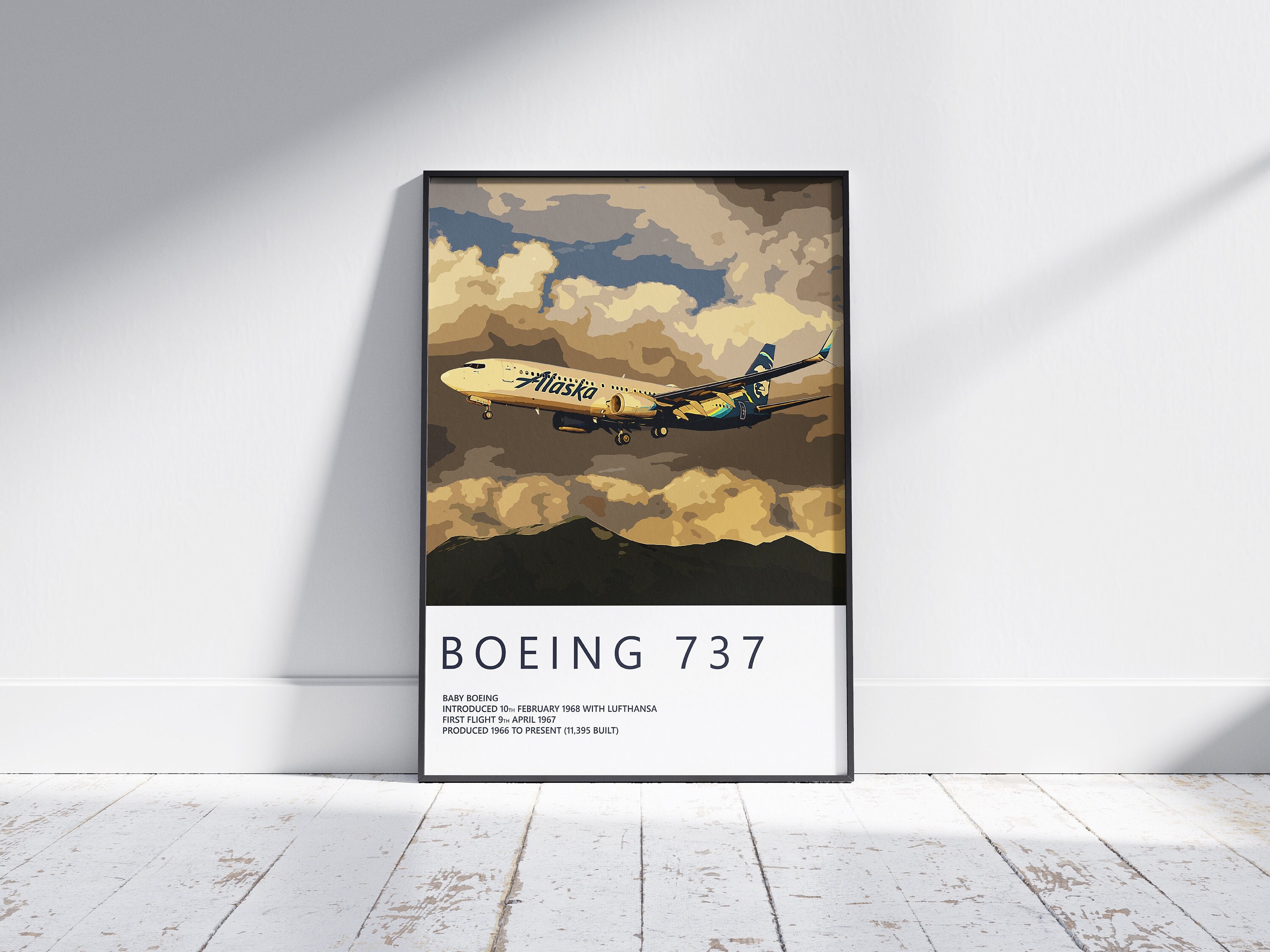 Alaska Airlines Boeing 737 Poster, Gift for Pilot, Aviation Poster ...