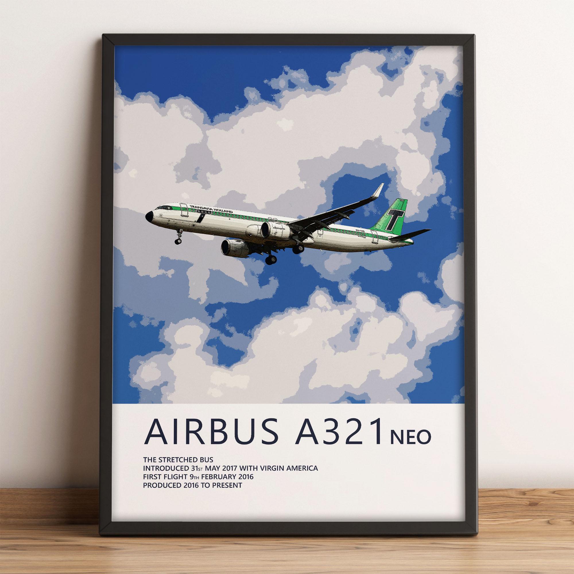 Transavia Poster - Airbus A321 Neo Retro - Civil Aviation Wall Art for ...