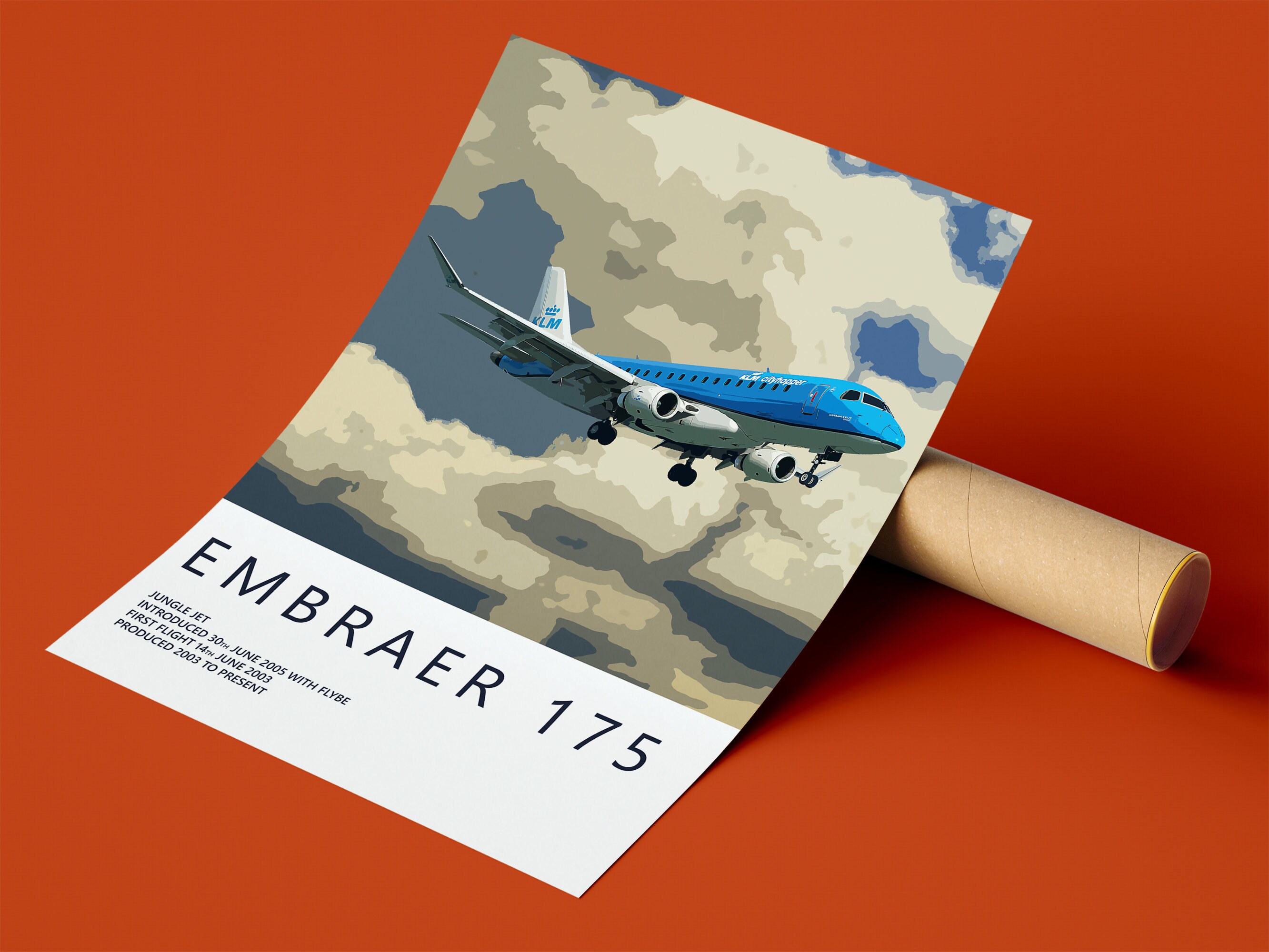 KLM Embraer 175 Poster, Gift for Pilot, Aviation Poster, Aviation ...