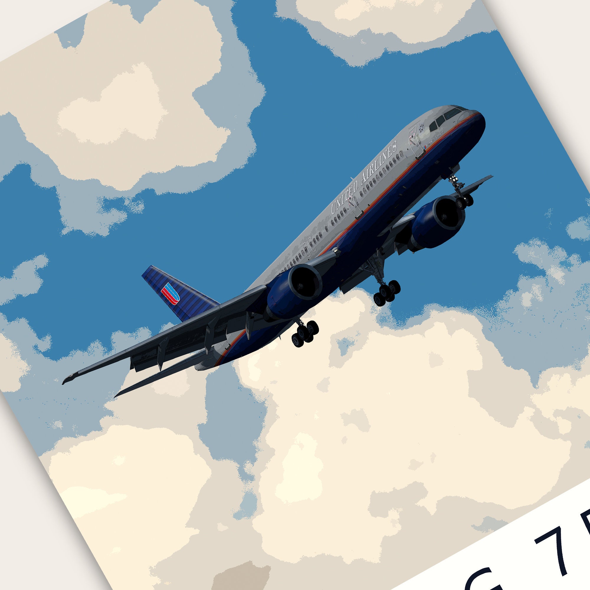 United Airlines Boeing 757 Poster Fine Aviation Artwork Fantastic Gift ...