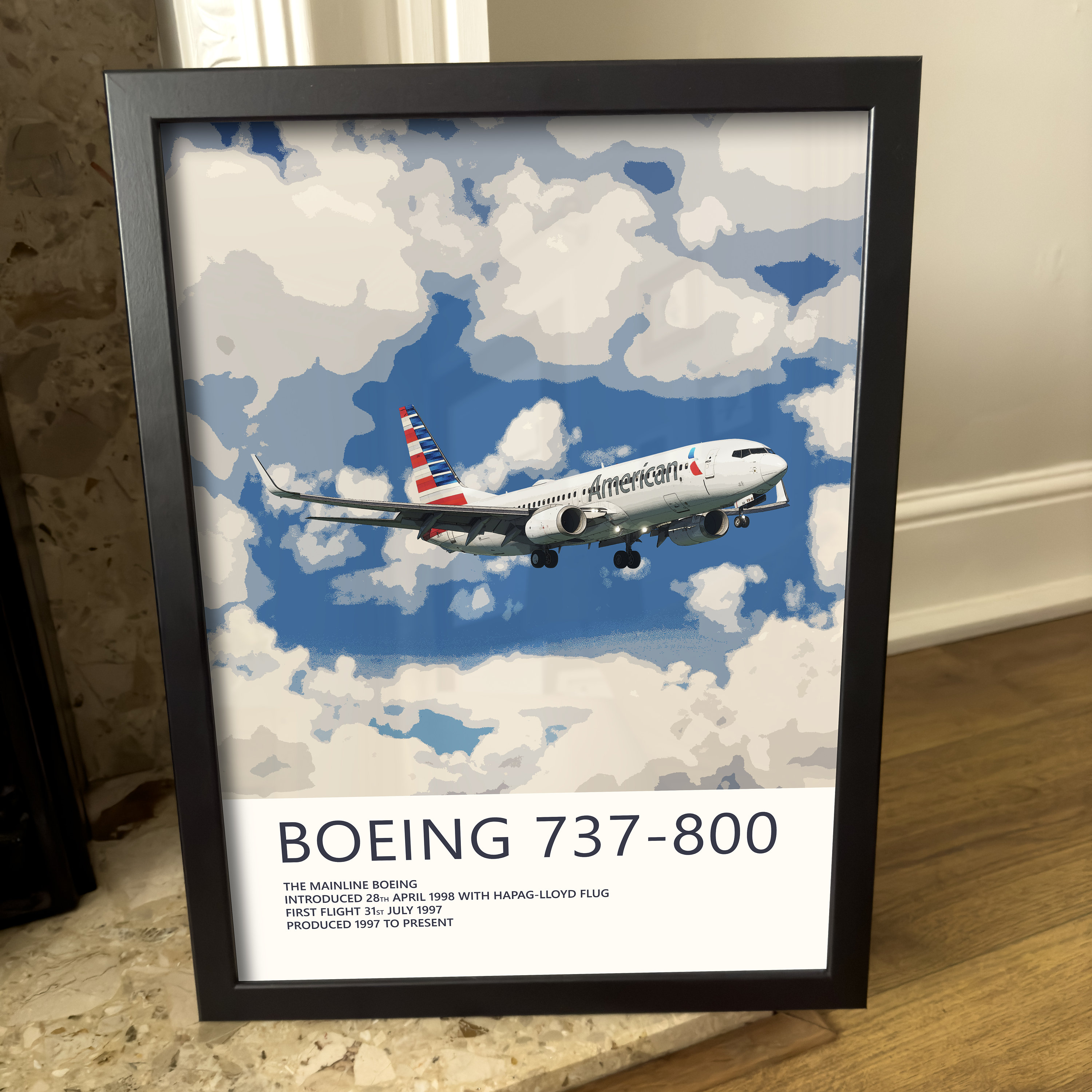 American Airlines Boeing 737 Poster Plane Art for Aviation Enthusiasts ...