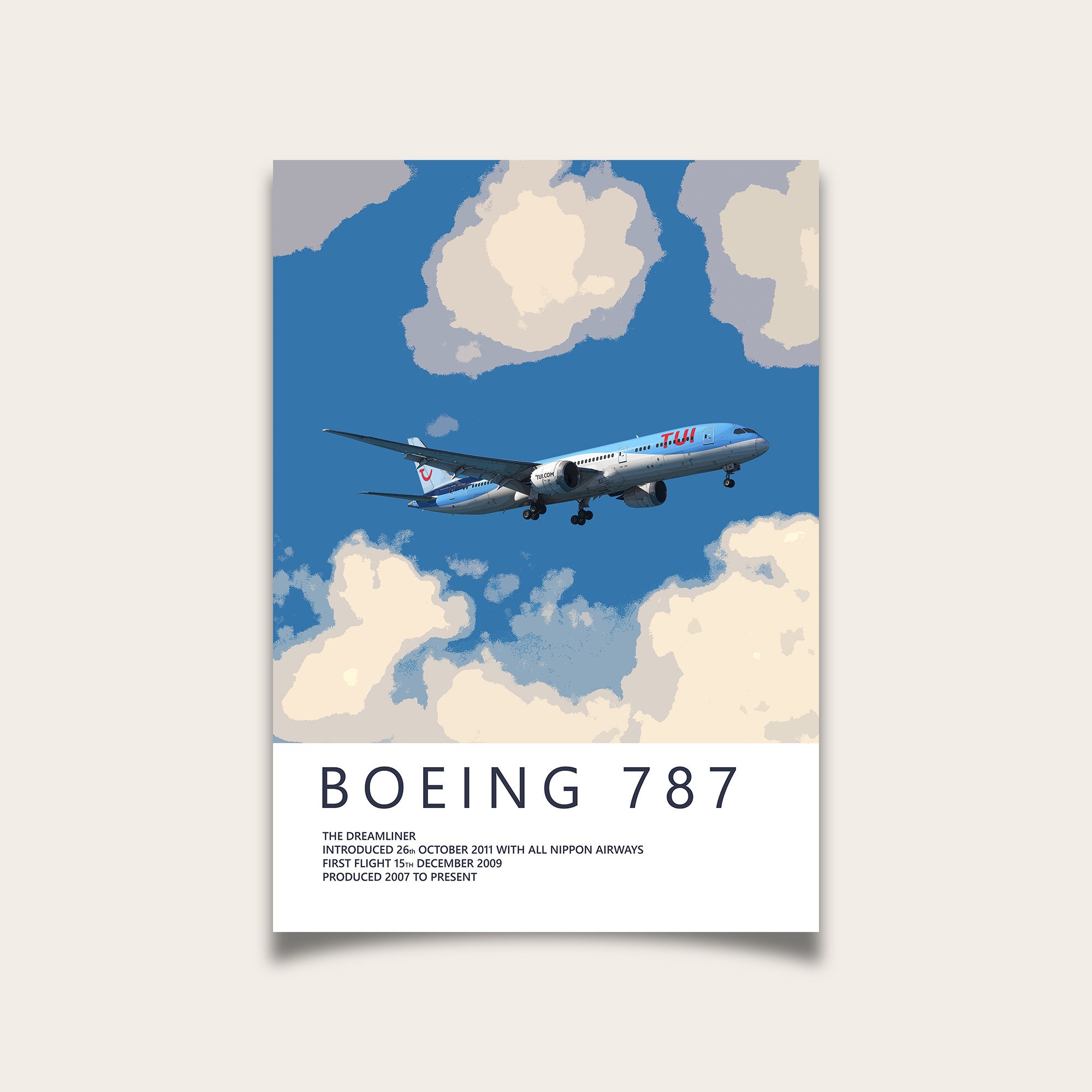 TUI Boeing 787 Poster - Fine Aviation Artwork - Airplane Posters - Gift ...
