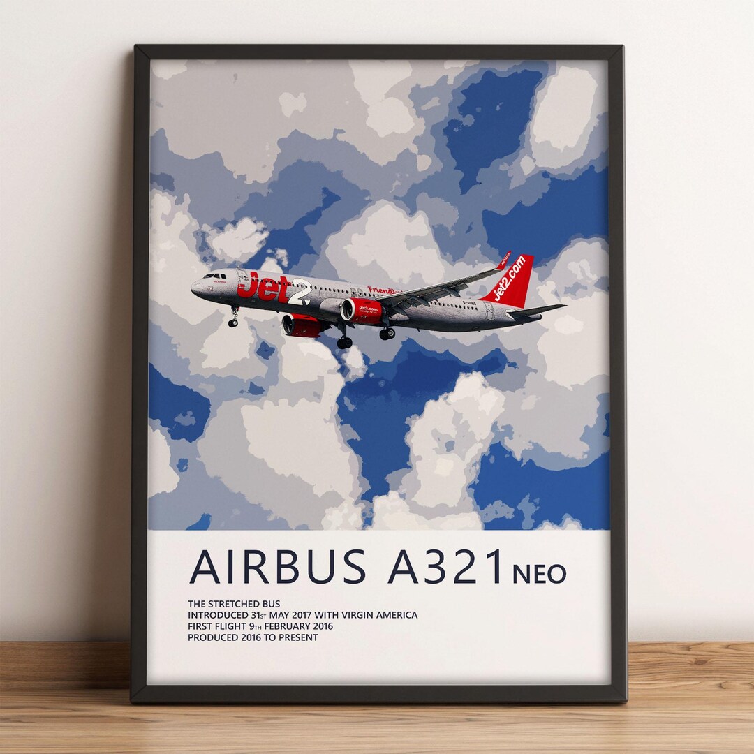 Jet2 Airbus A321 Neo Print, Aviation Art, Airliner Art Prints, Pilot ...