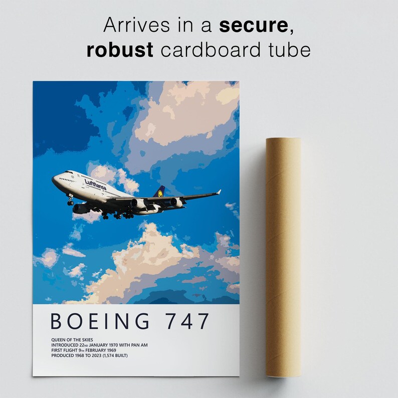 Lufthansa Boeing 747 Poster | Detailed Aviation Art Print | Civil ...