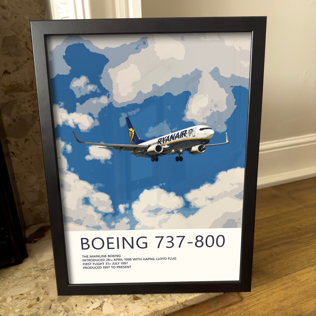 Ryanair Boeing 737 Poster Plane Art for Aviation Enthusiasts & Pilot ...