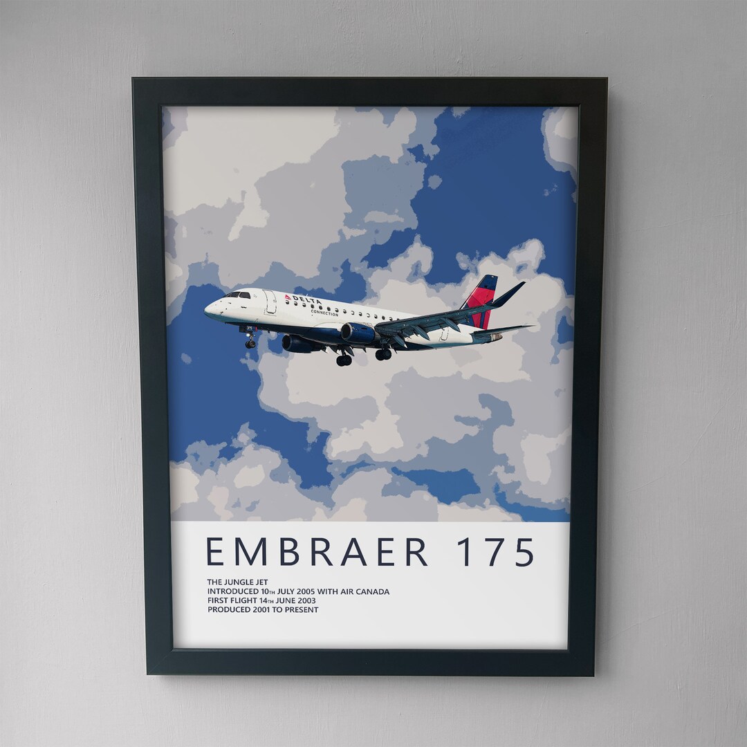 Delta Air Lines Embraer 175 Poster Plane Art for Aviation Enthusiasts ...