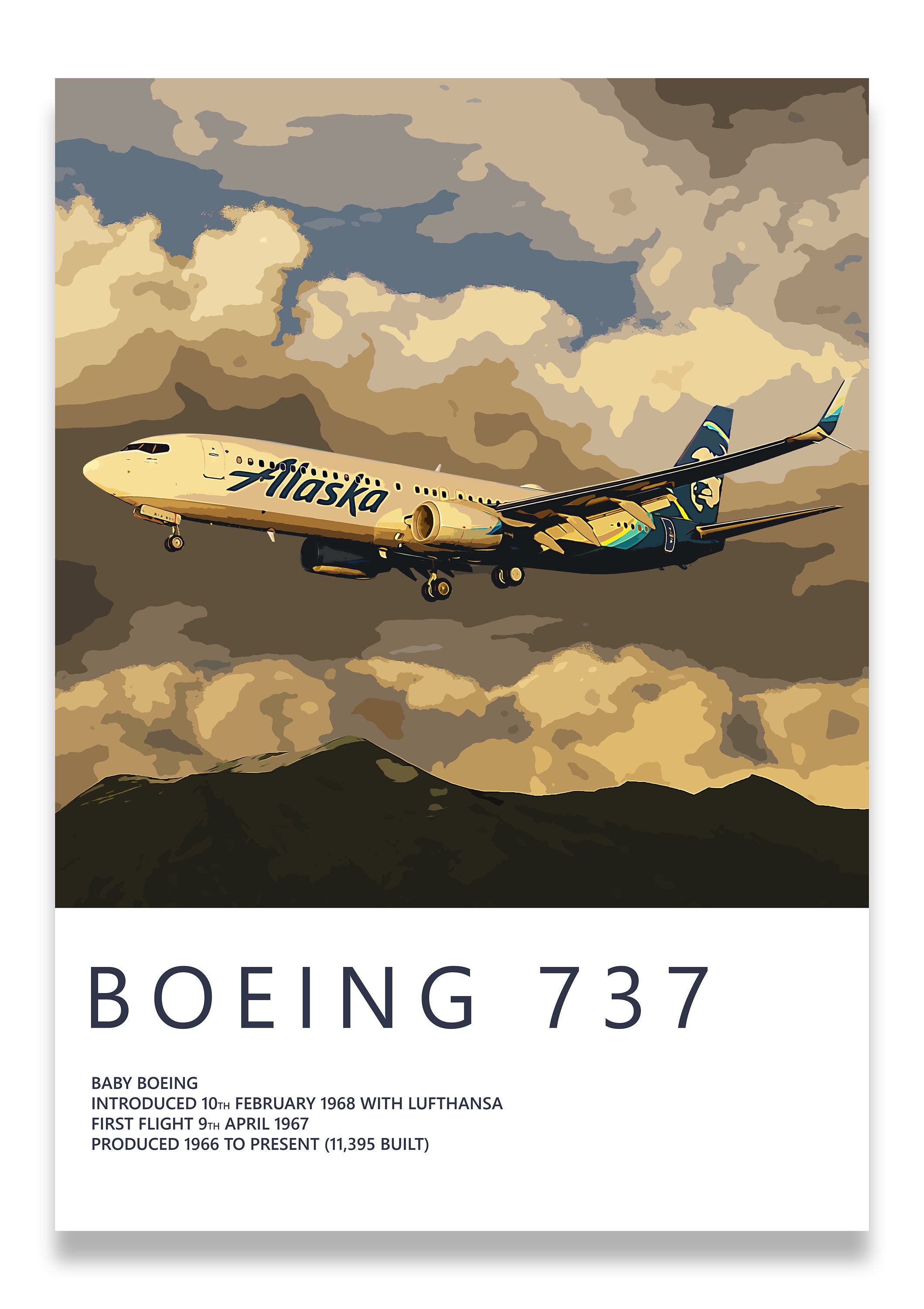Alaska Airlines Boeing 737 Poster, Gift for Pilot, Aviation Poster ...