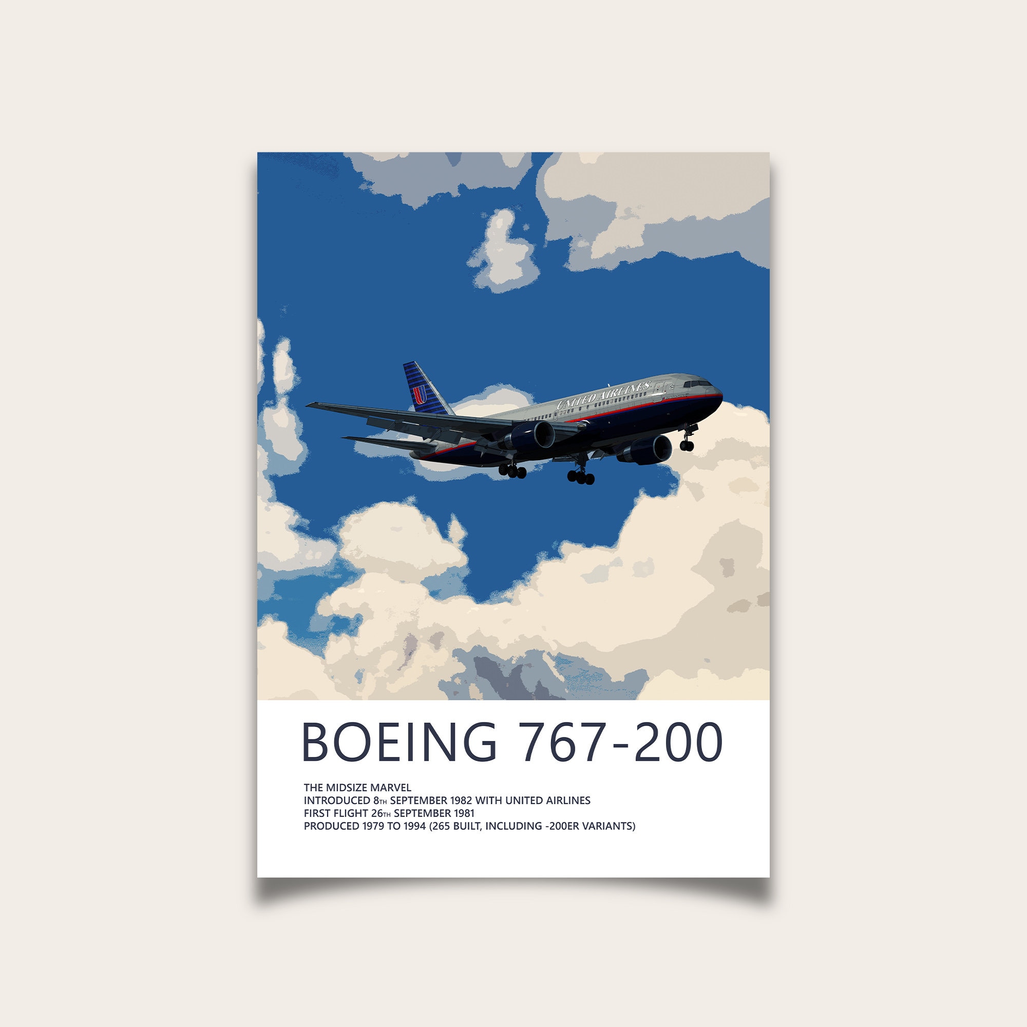 United Airlines Boeing 767 Poster Fine Aviation Artwork Fantastic Gift ...