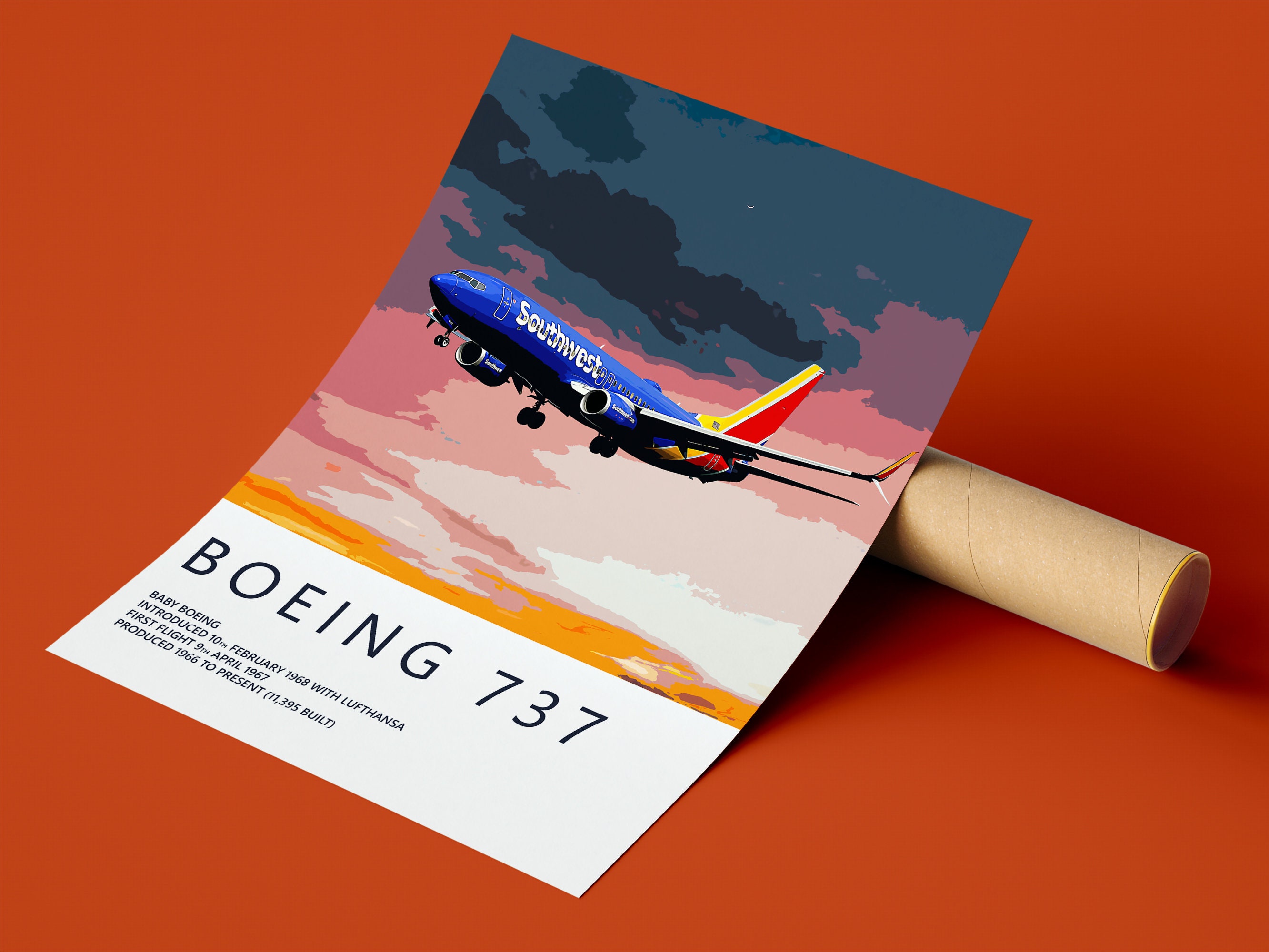 Southwest Boeing 737 Poster, Boeing Artwork, Gift for Pilot, Aviation ...