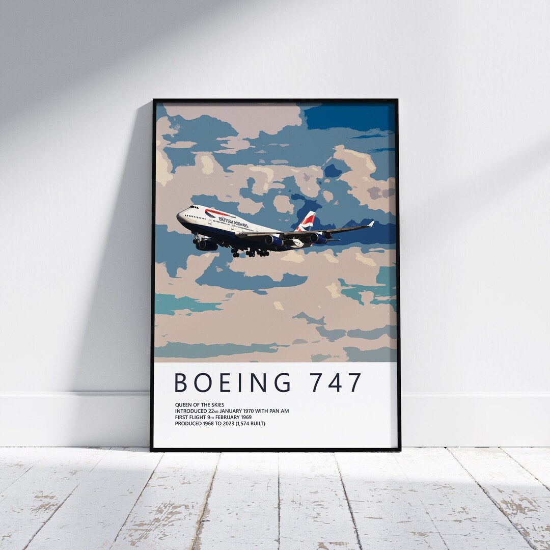 British Airways Boeing 747 Poster Aviation Art & Pilot Gifts Airline ...