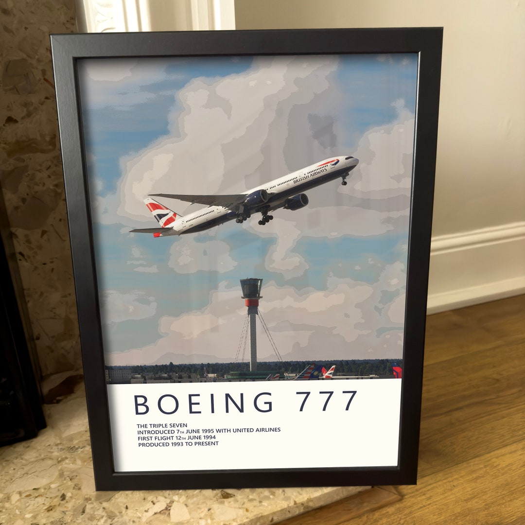 British Airways Boeing 777 Poster - Heathrow - Plane Art for Aviation ...