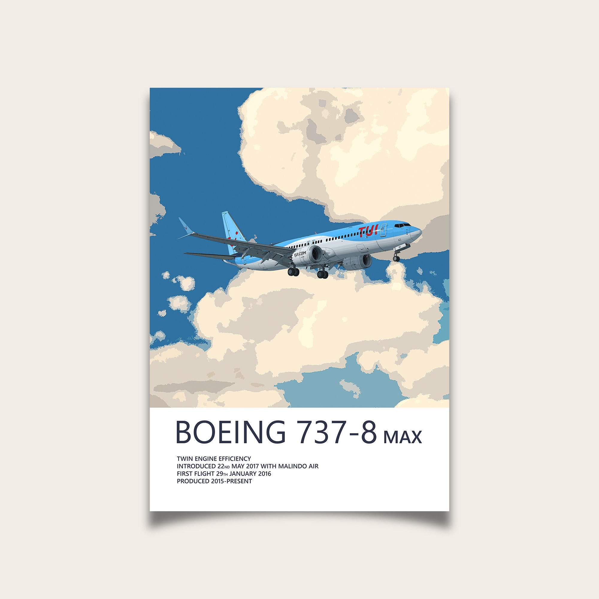 TUI Boeing 737 MAX Poster Fine Aviation Artwork Fantastic Gift for ...
