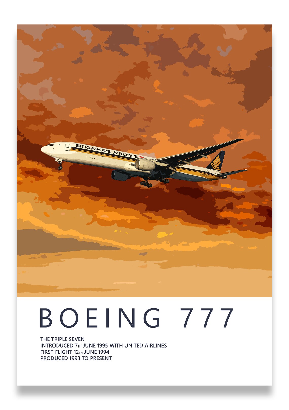 Singapore Airlines Boeing 777 Poster, Gift for Pilot, Aviation Poster ...