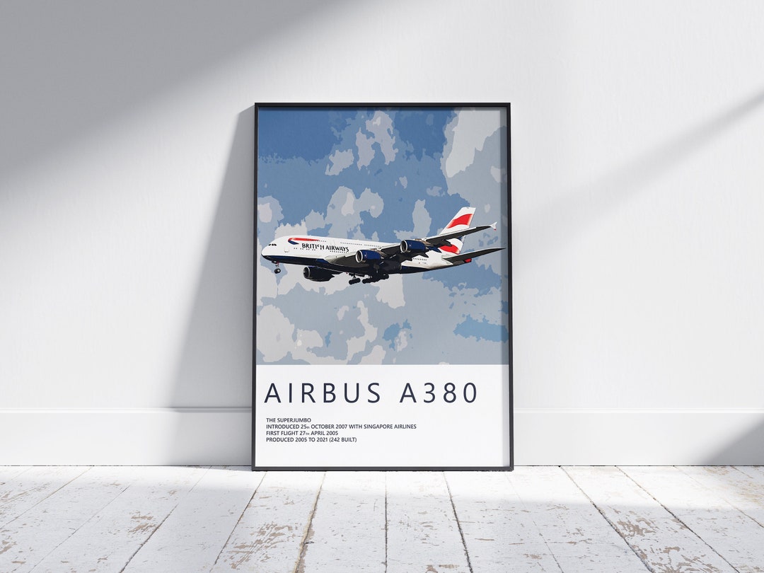 British Airways Airbus A380 Poster, Gift for Pilot, Aviation Poster ...