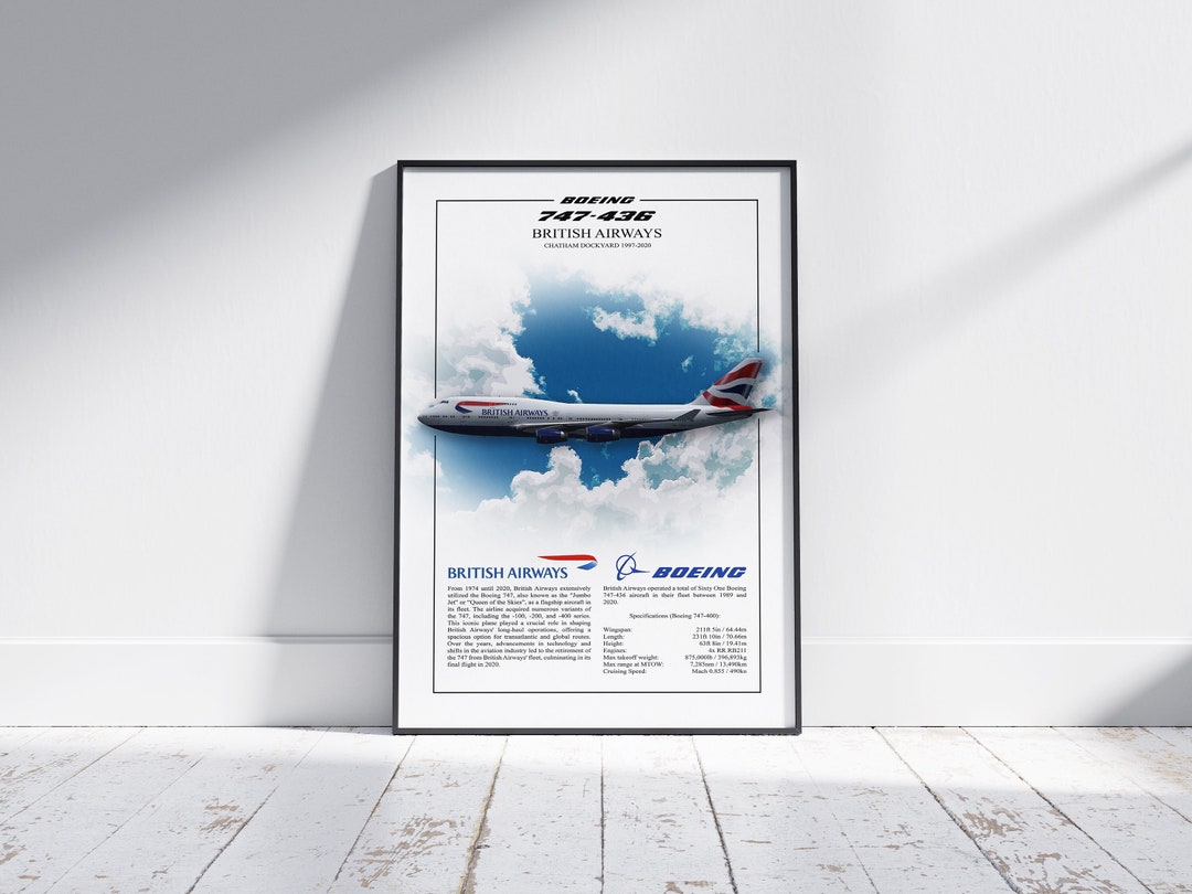 British Airways Boeing 747 Poster Aviation Wall Art Airliner - Etsy