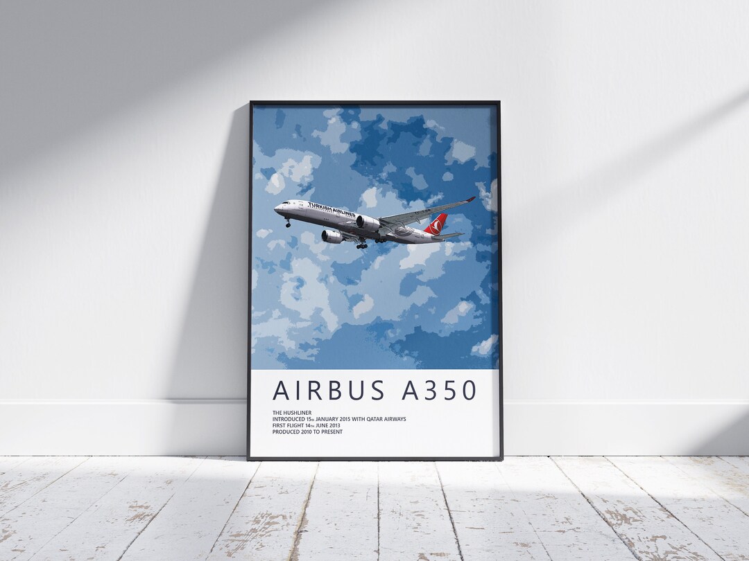 Turkish Airlines Airbus A350 Poster, Airbus Artwork, Gift for Pilot ...