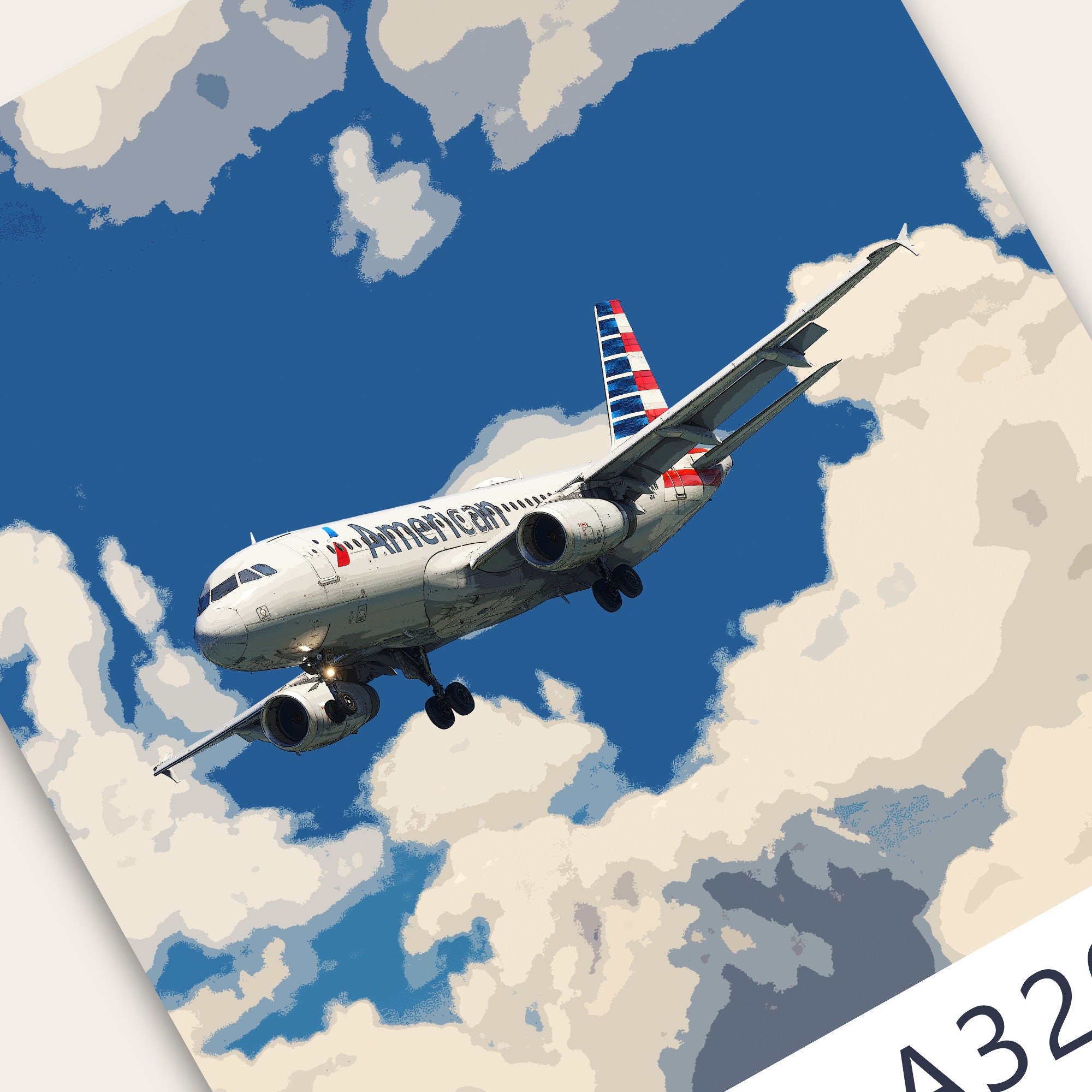 American Airlines Airbus A320 Poster - Fine Aviation Artwork - Airplane ...