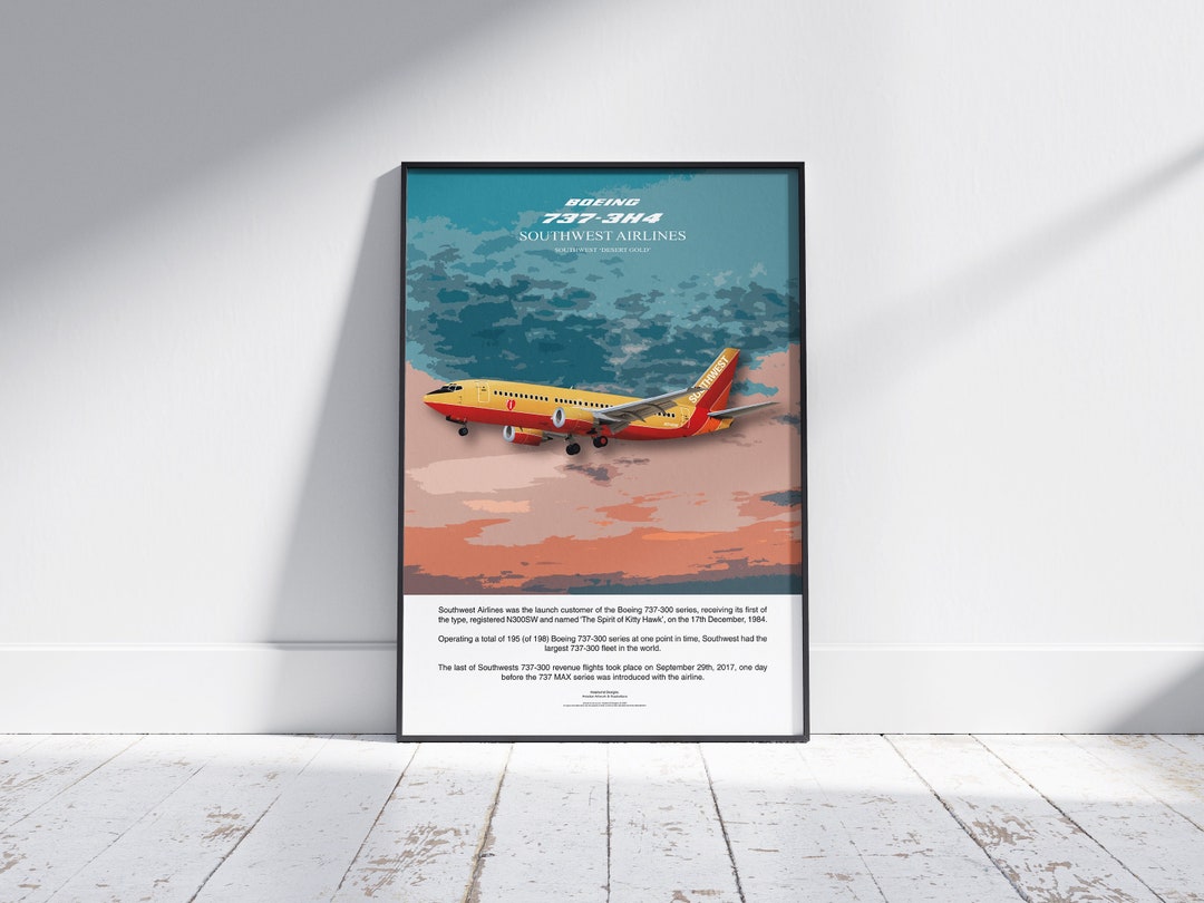 Southwest Boeing 737 Poster, Boeing Artwork, Gift for Pilot, Aviation ...