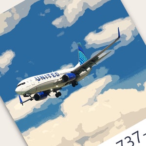 United Airlines Boeing 737 Poster Plane Art for Aviation Enthusiasts ...