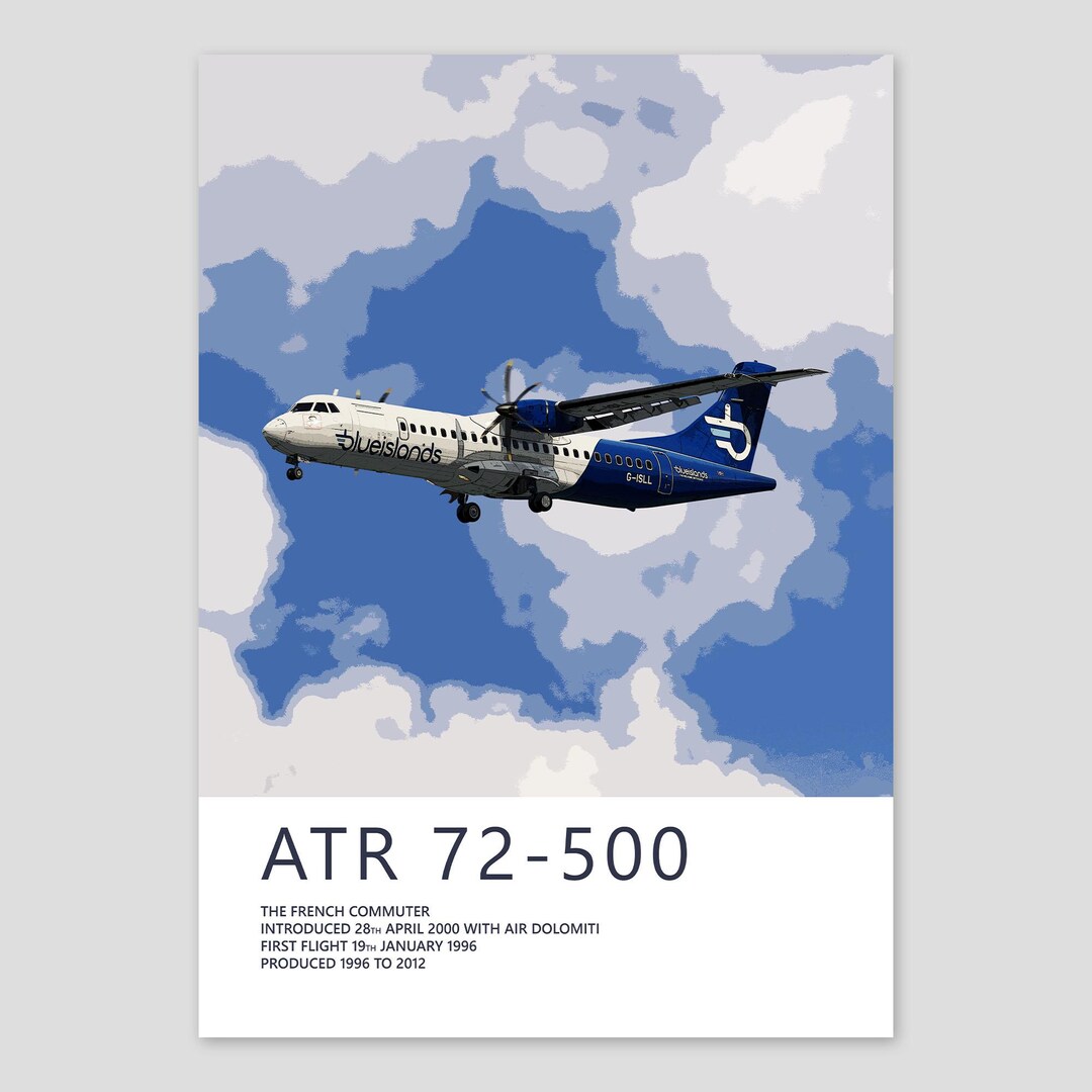 Blue Islands ATR 72 Poster | Detailed Aviation Art Print | Civil ...