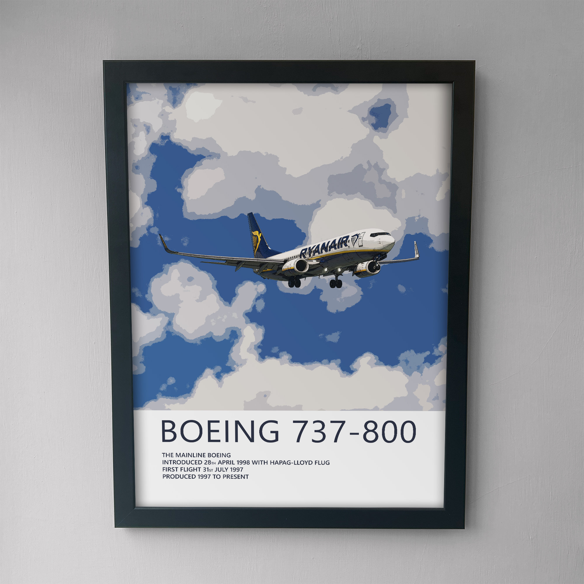 Ryanair Boeing 737 Poster Plane Art for Aviation Enthusiasts & Pilot ...